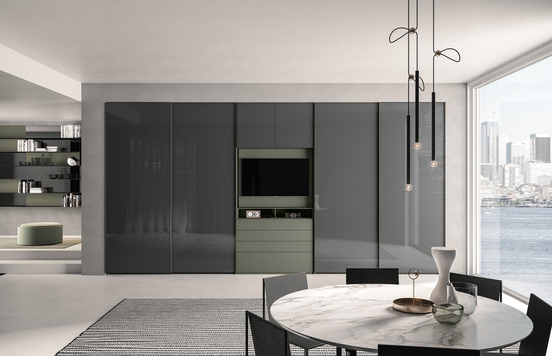 Wardrobe with built-in TV Wardrobe with TV cabinet By TUMIDEI