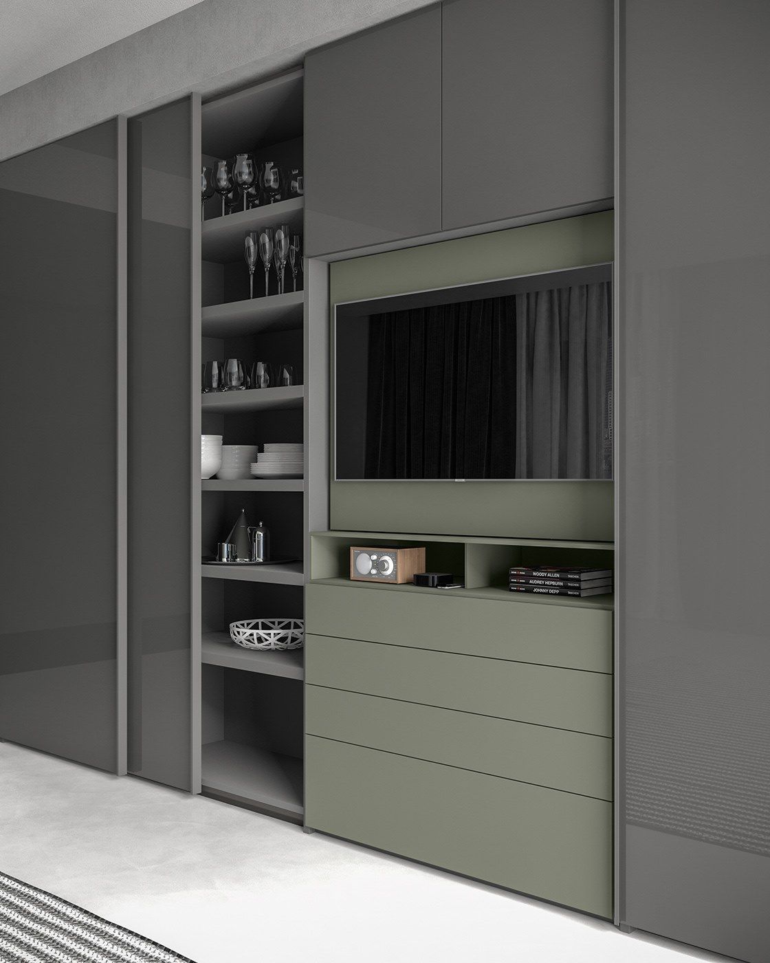 Wardrobe with built-in TV Wardrobe with TV cabinet By TUMIDEI