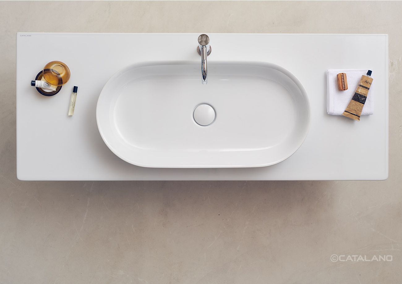 HORIZON Countertop single oval ceramic washbasin By CERAMICA CATALANO