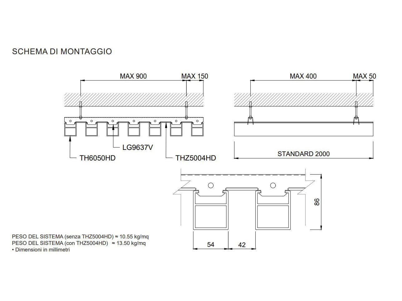 WOODN MODULATUS TH6050 Sistema completo a controsoffitto By Woodn Greenwood