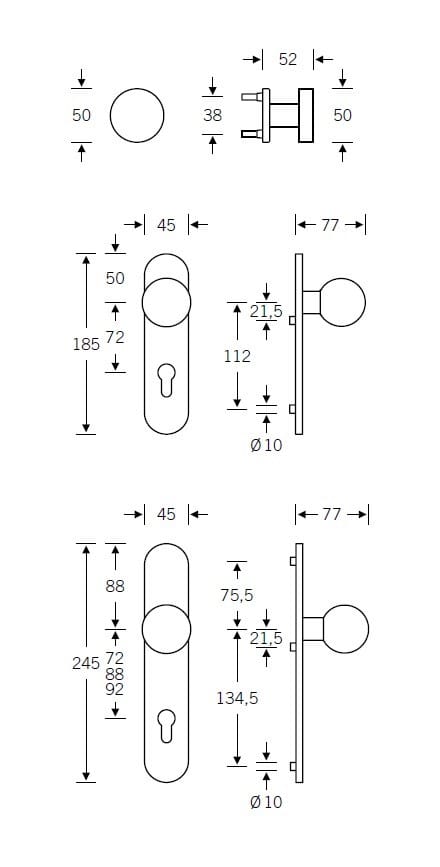 FSB 12 1267 | Türgriff mit Platte Türgriff aus pulverbeschichtetem ...