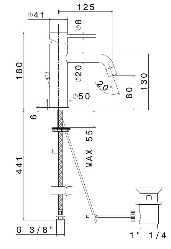 XT Countertop washbasin mixer with flexible hose By newform
