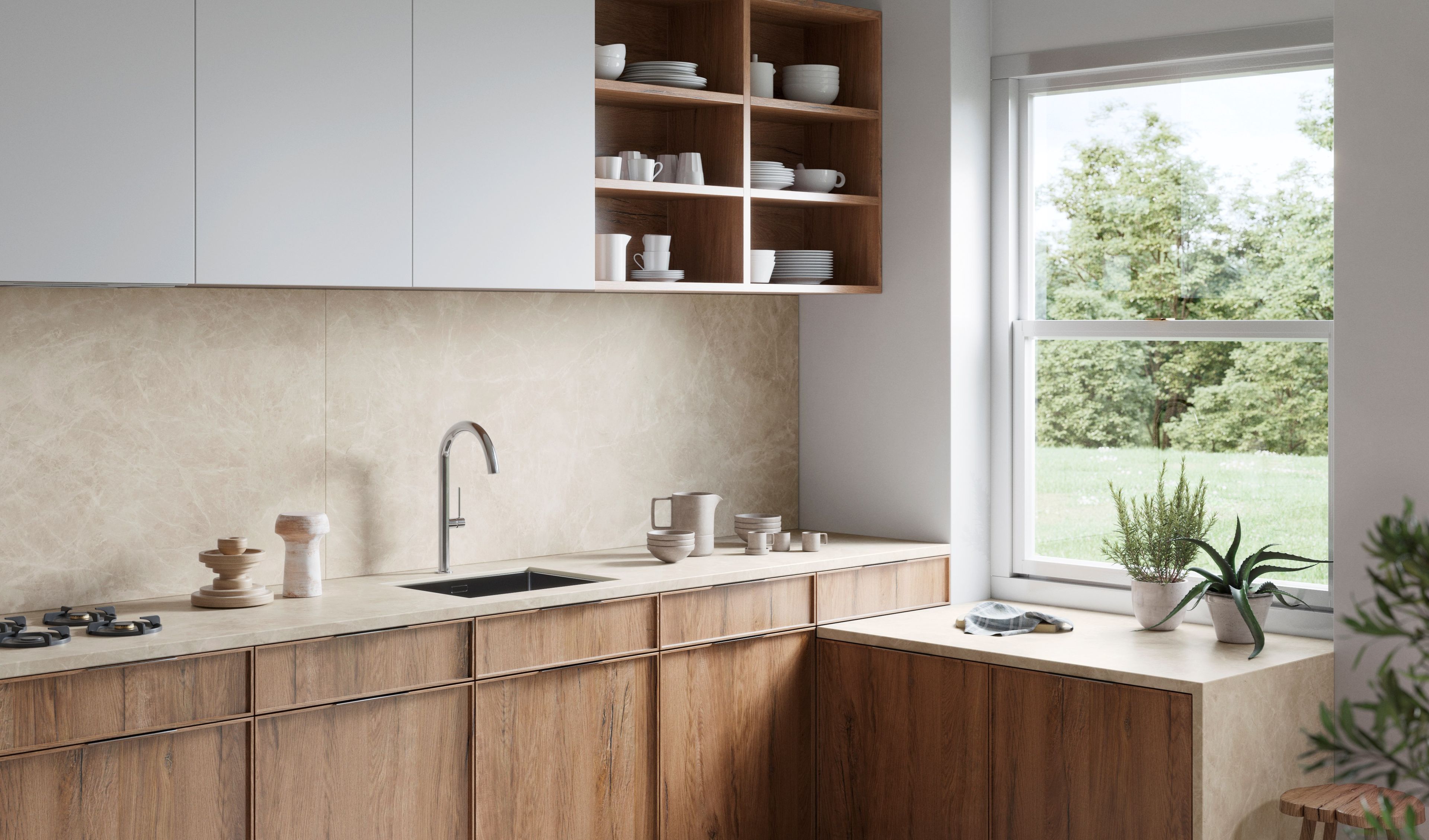 Küchenarbeitsplatte aus Feinsteinzeug XTONE - ARS BEIGE By Porcelanosa