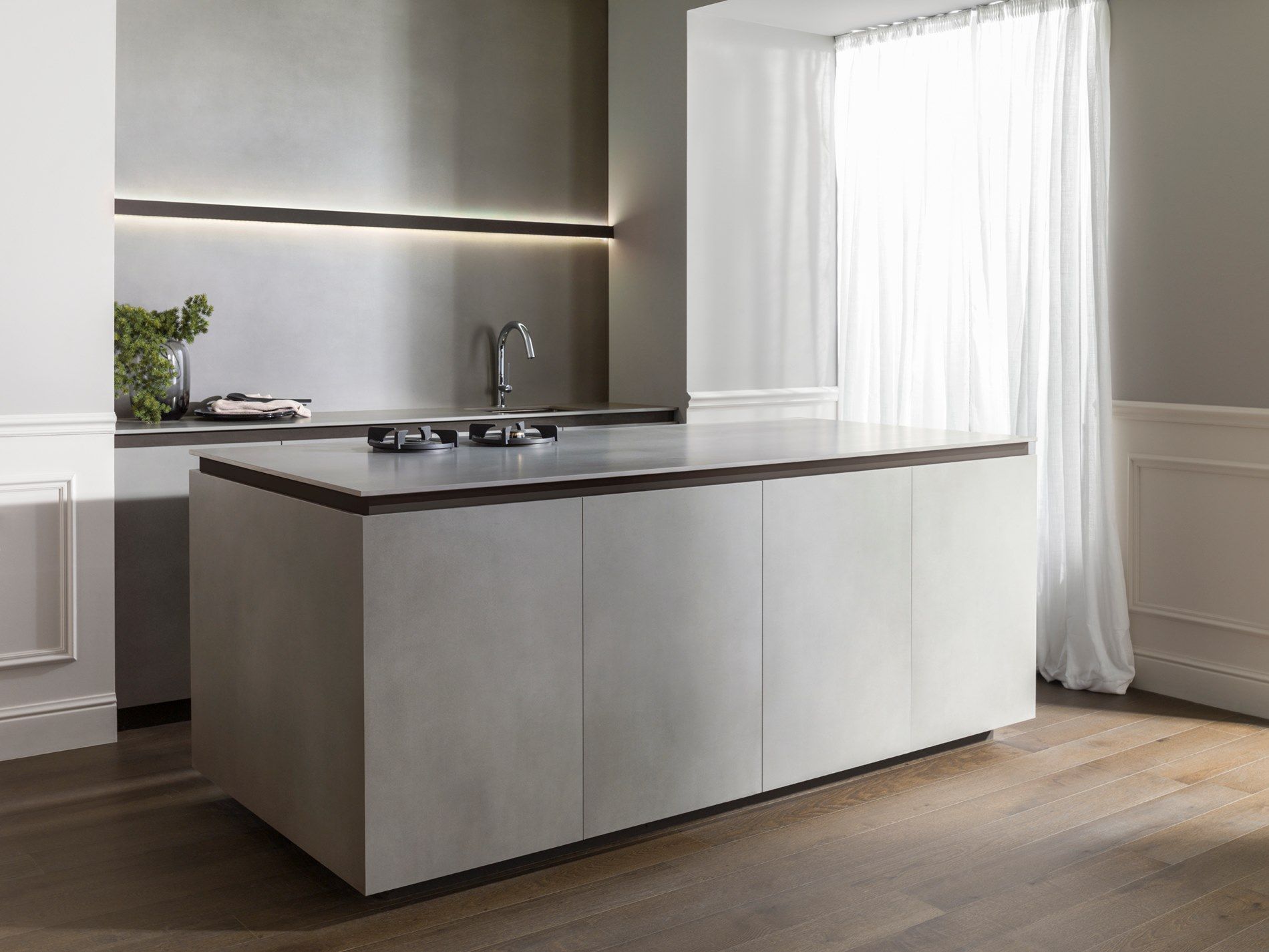 XTONE - RAW SMOKE Porcelain stoneware kitchen worktop By Porcelanosa