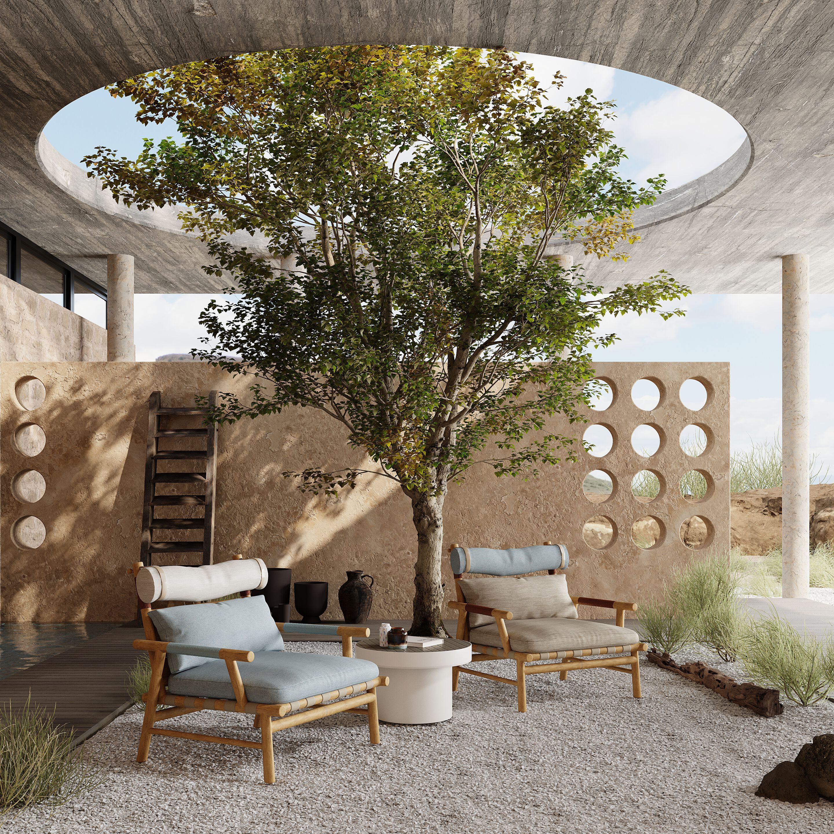 UZ Teak and Sunbrella® garden armchair By YAAZ | design angelettiruzza design