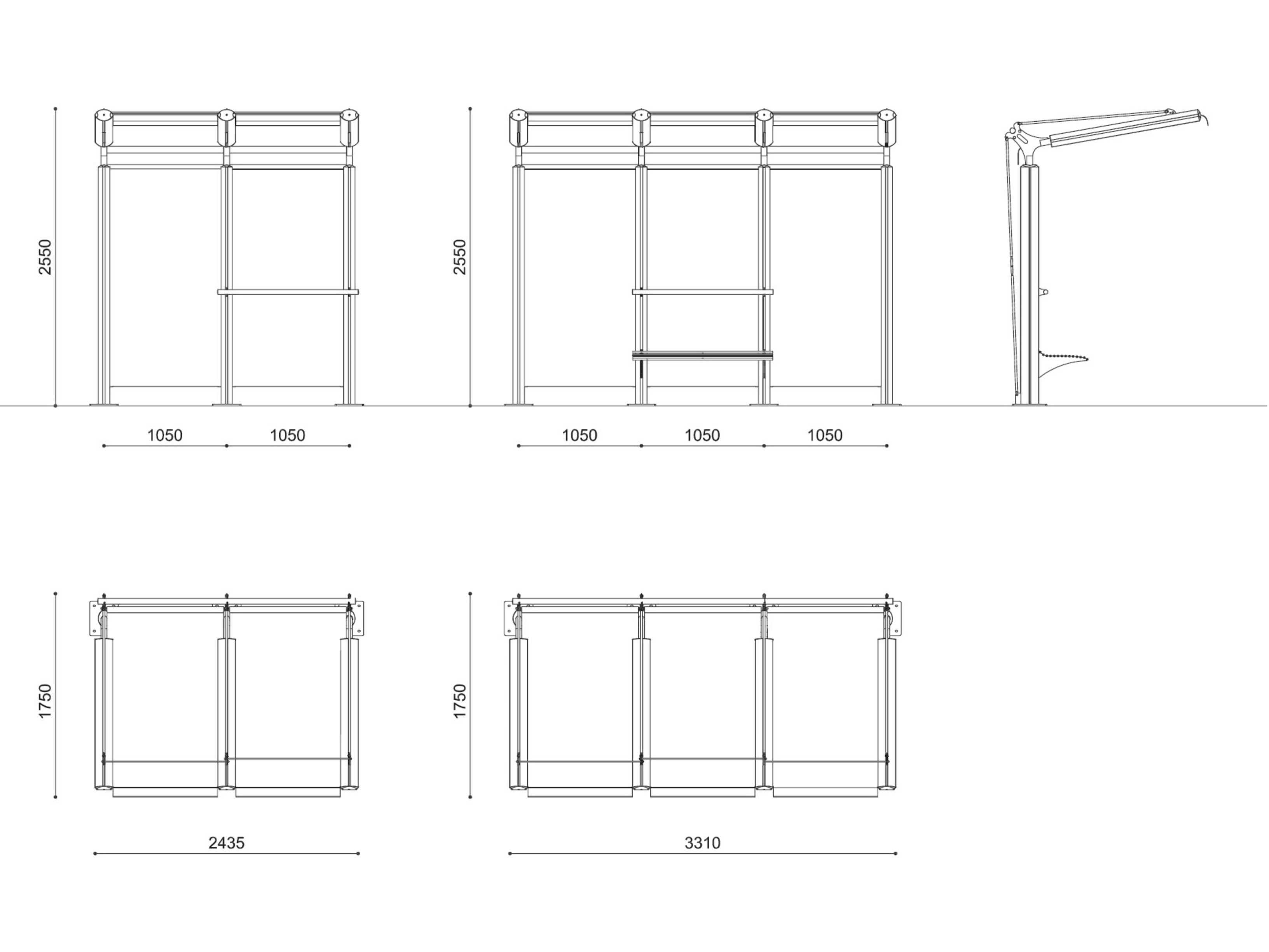 Glass and aluminium porch for bus stop YCARO By City Design