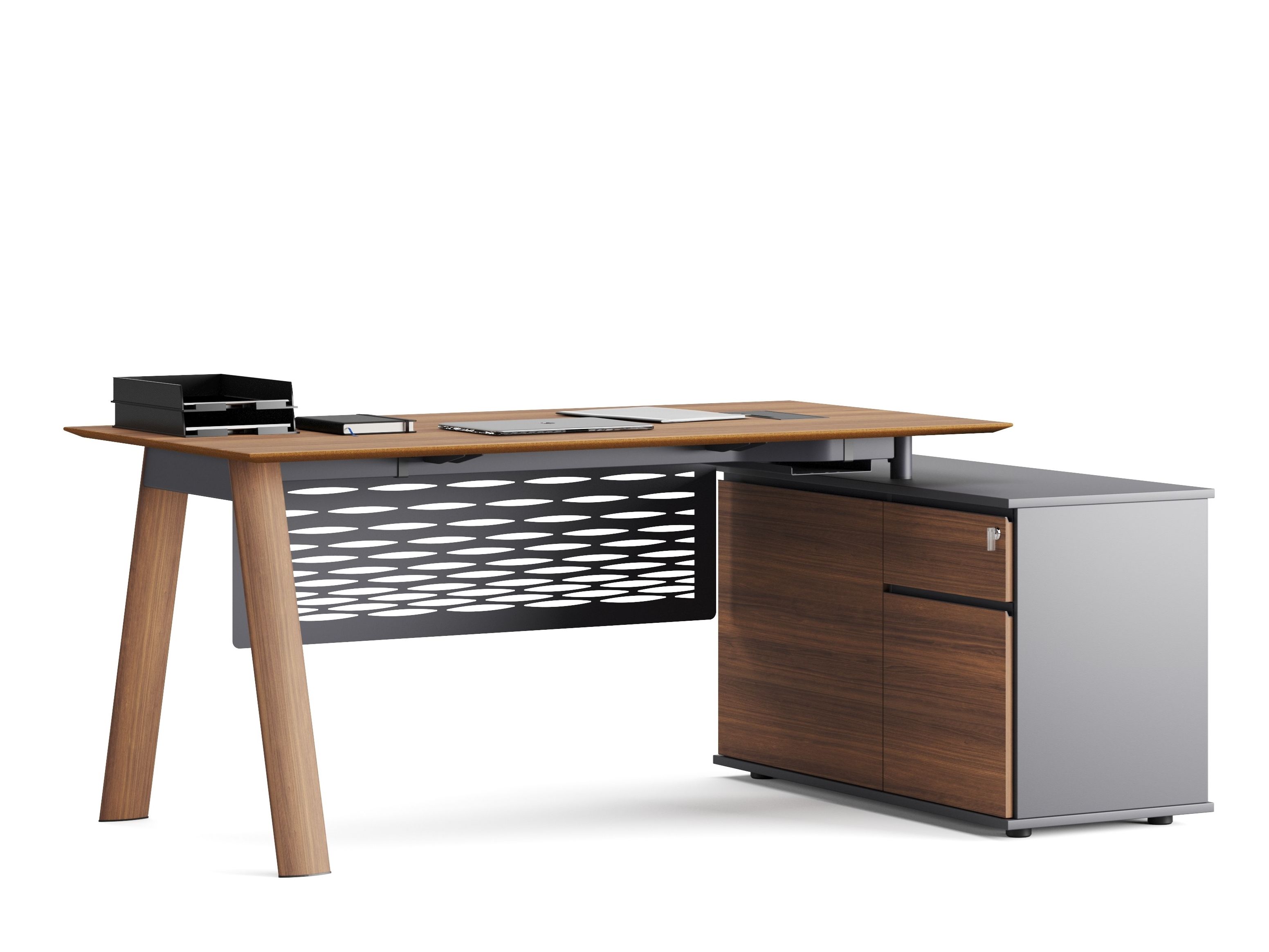 YOKA Rectangular wooden executive desk with drawers By Ersa