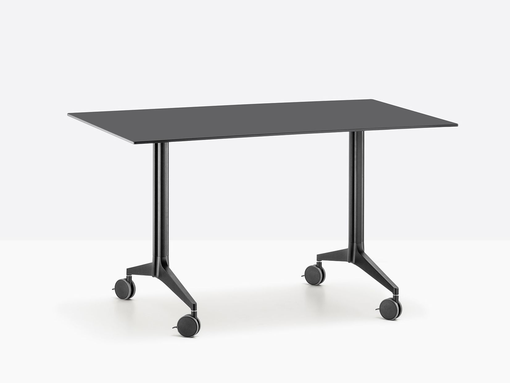 Folding rectangular metal table with casters YPSILON By PEDRALI design ...