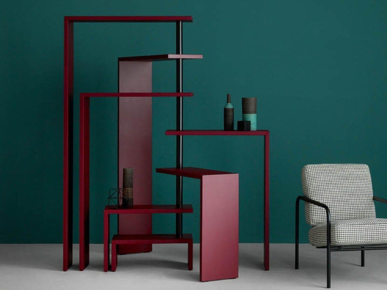 ZANOTTA - JOY BURGUNDY Bookcase By In Stock | design Achille Castiglioni