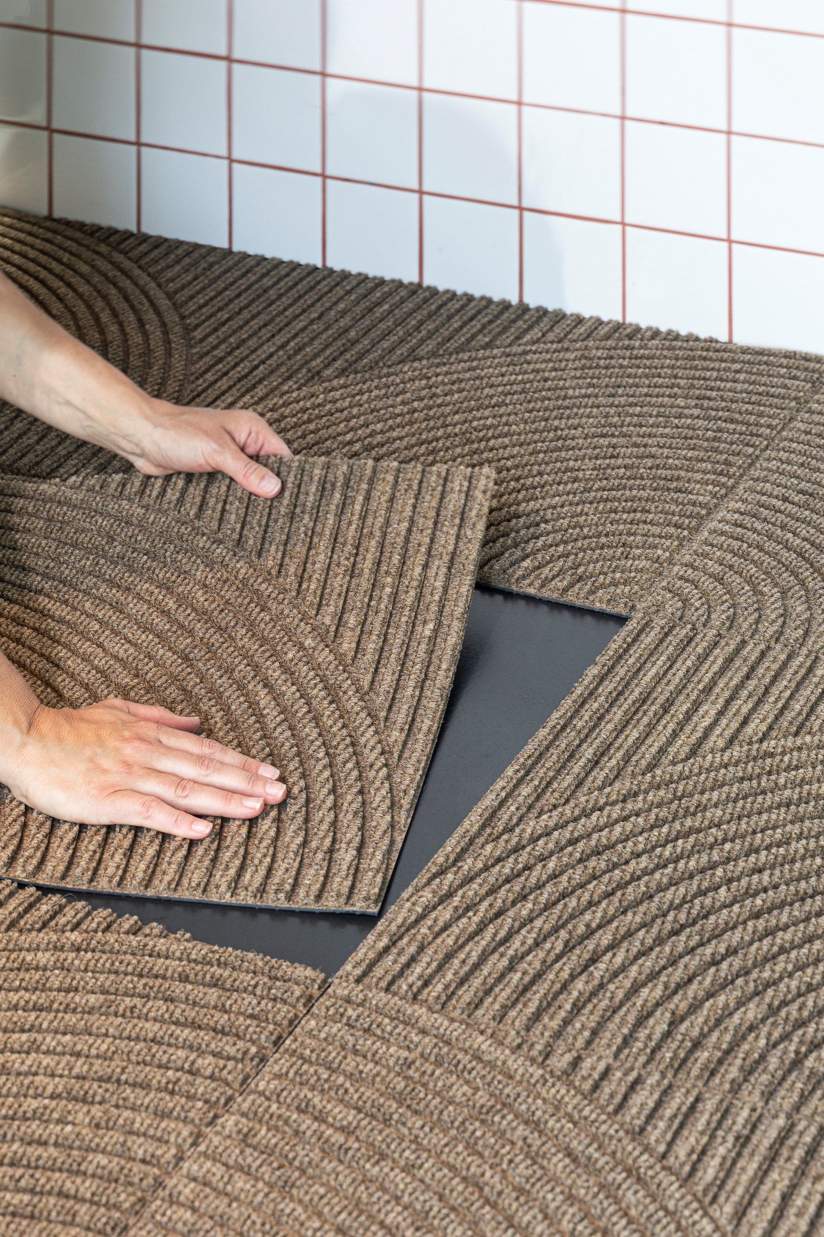 Solid-color fabric carpet tiles ZEN By Heymat design Kristine Five Melvær