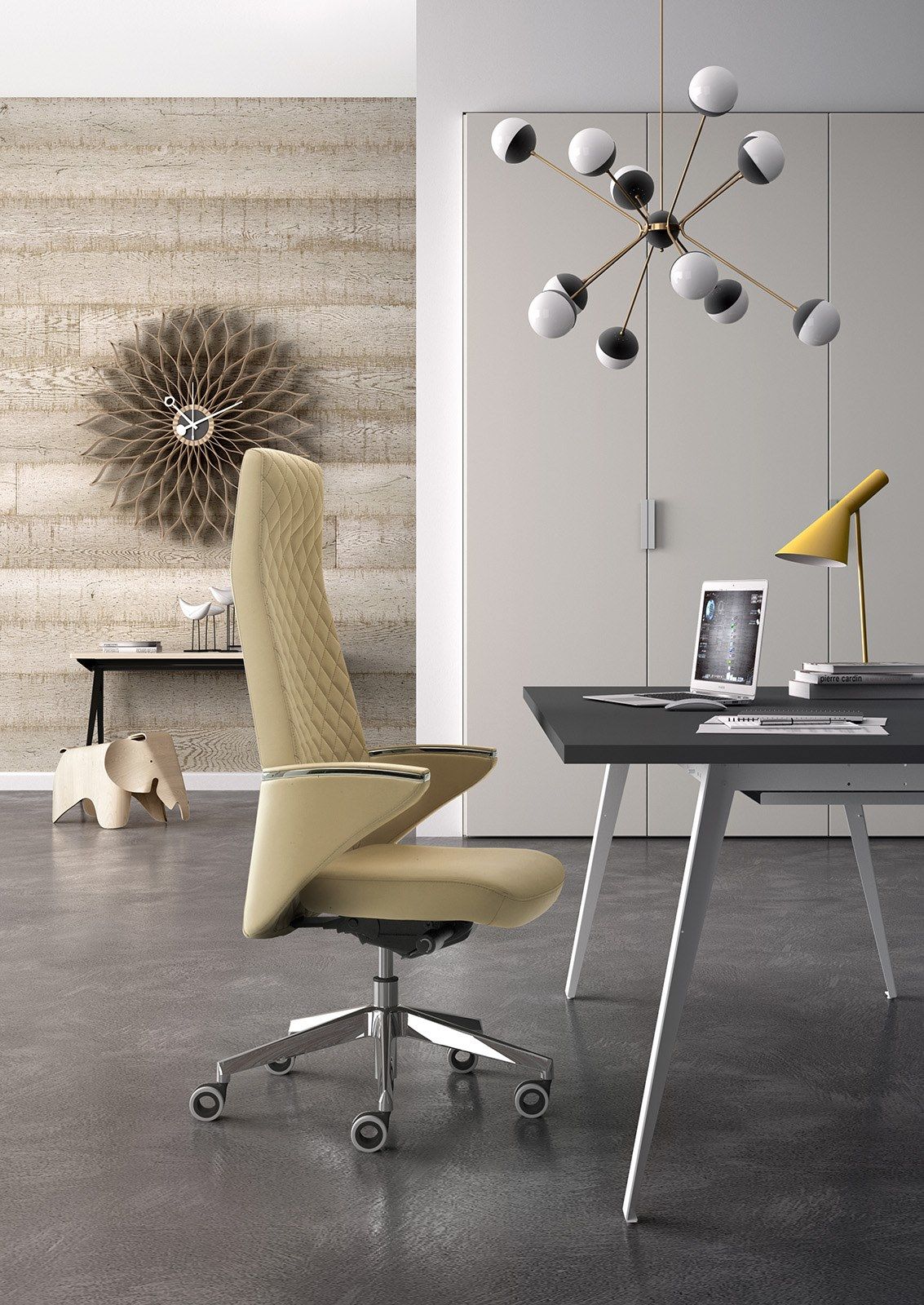 ZEUS Swivel leather executive chair with armrests By Leyform | design ...