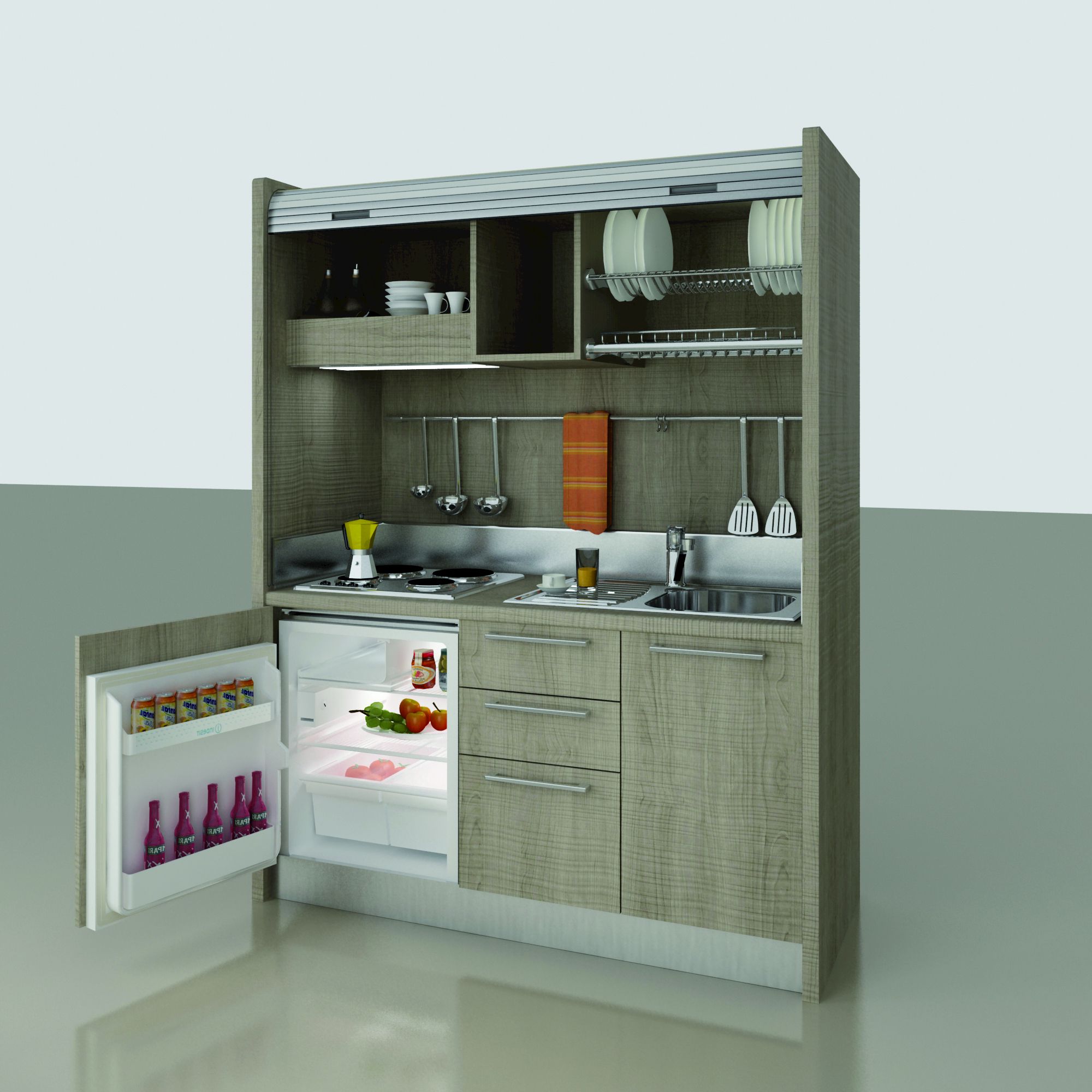 ZEUS K108 Hideaway wooden mini kitchen By Mobilspazio