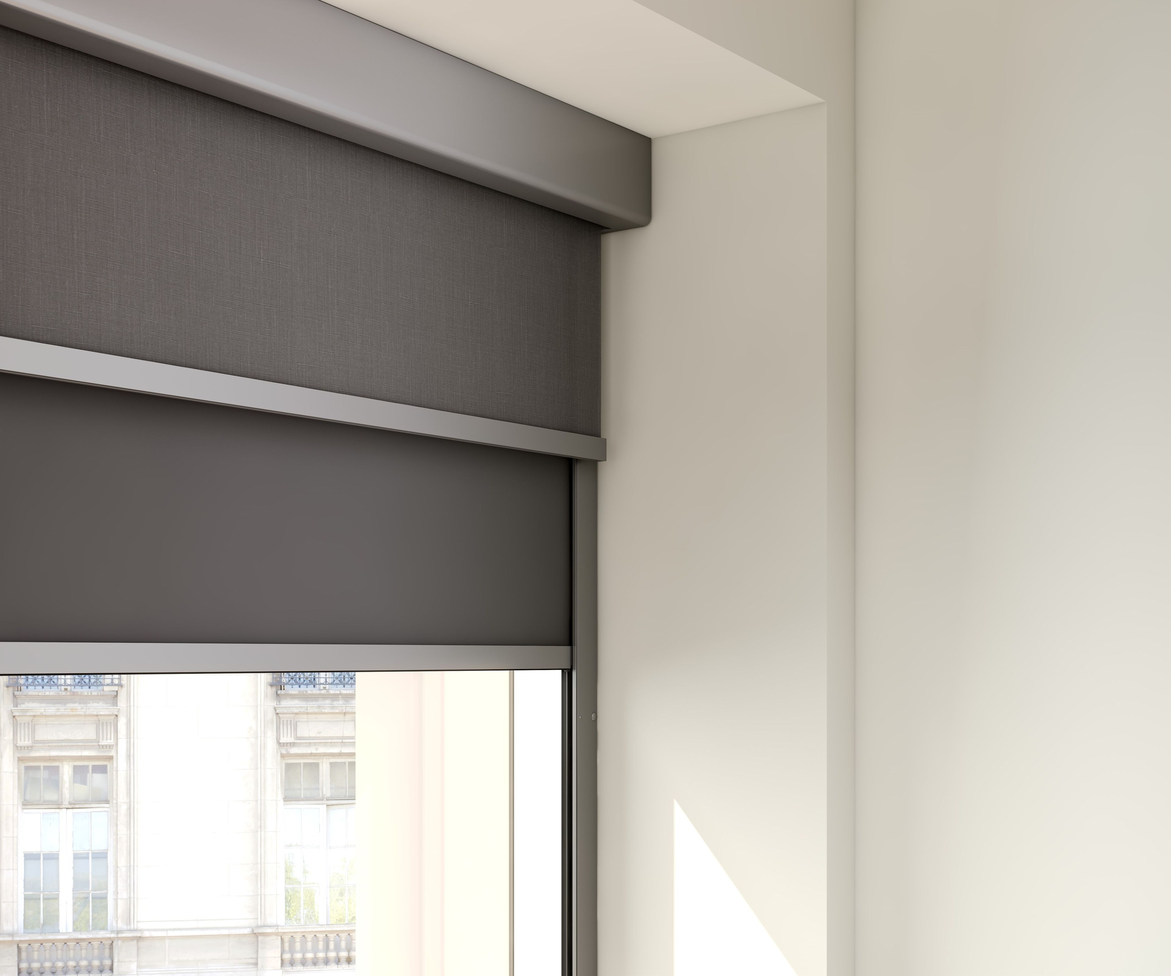 Box fabric roller blind with guide system ZI-BOX DUO By Bandalux