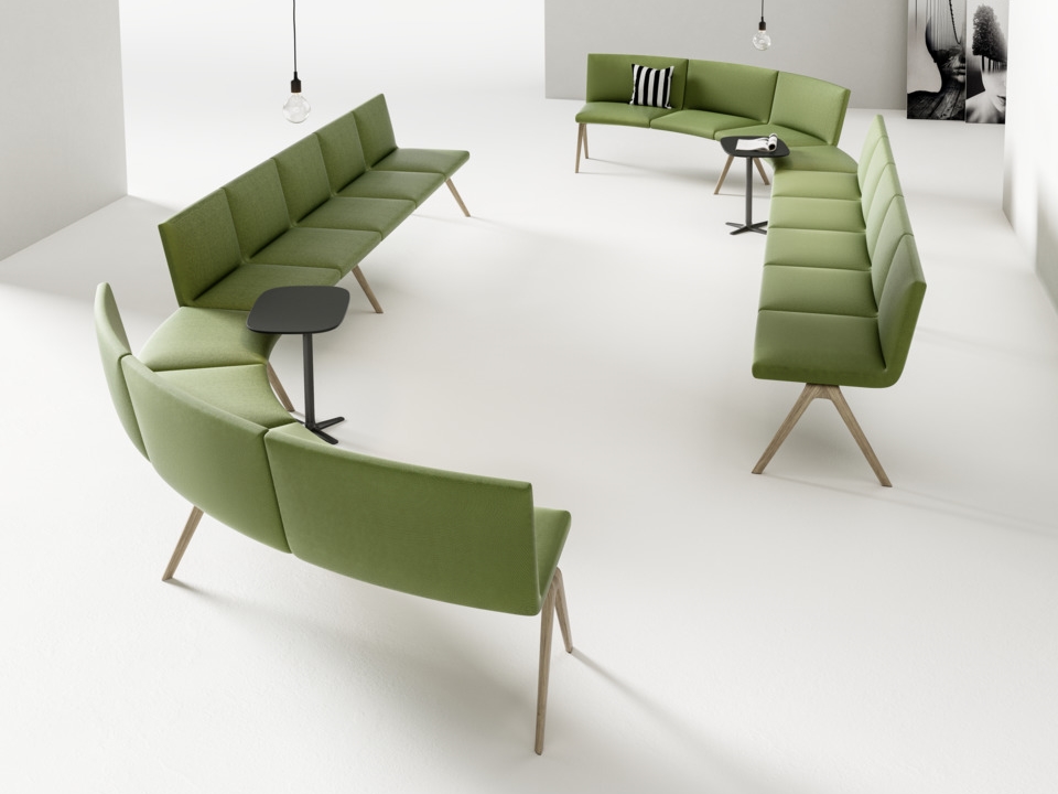A-FAMILY Fabric bench seating with back By Brunner | design Jehs+Laub
