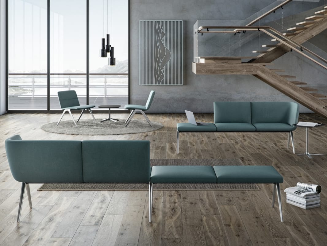 A-FAMILY Fabric bench seating with back By Brunner | design Jehs+Laub