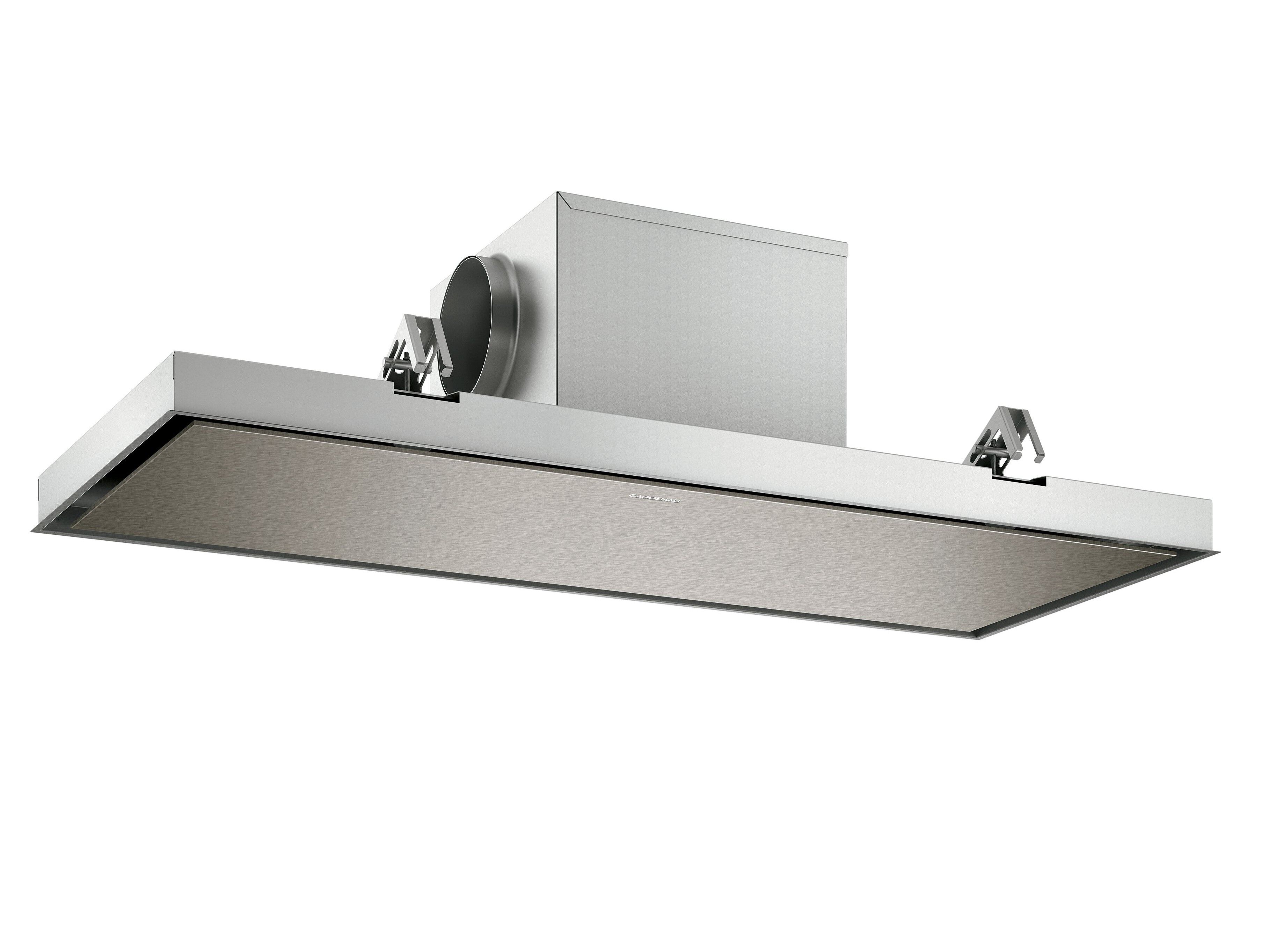 AC250121 | Cooker hood Ceiling-mounted glass and steel island hood with ...