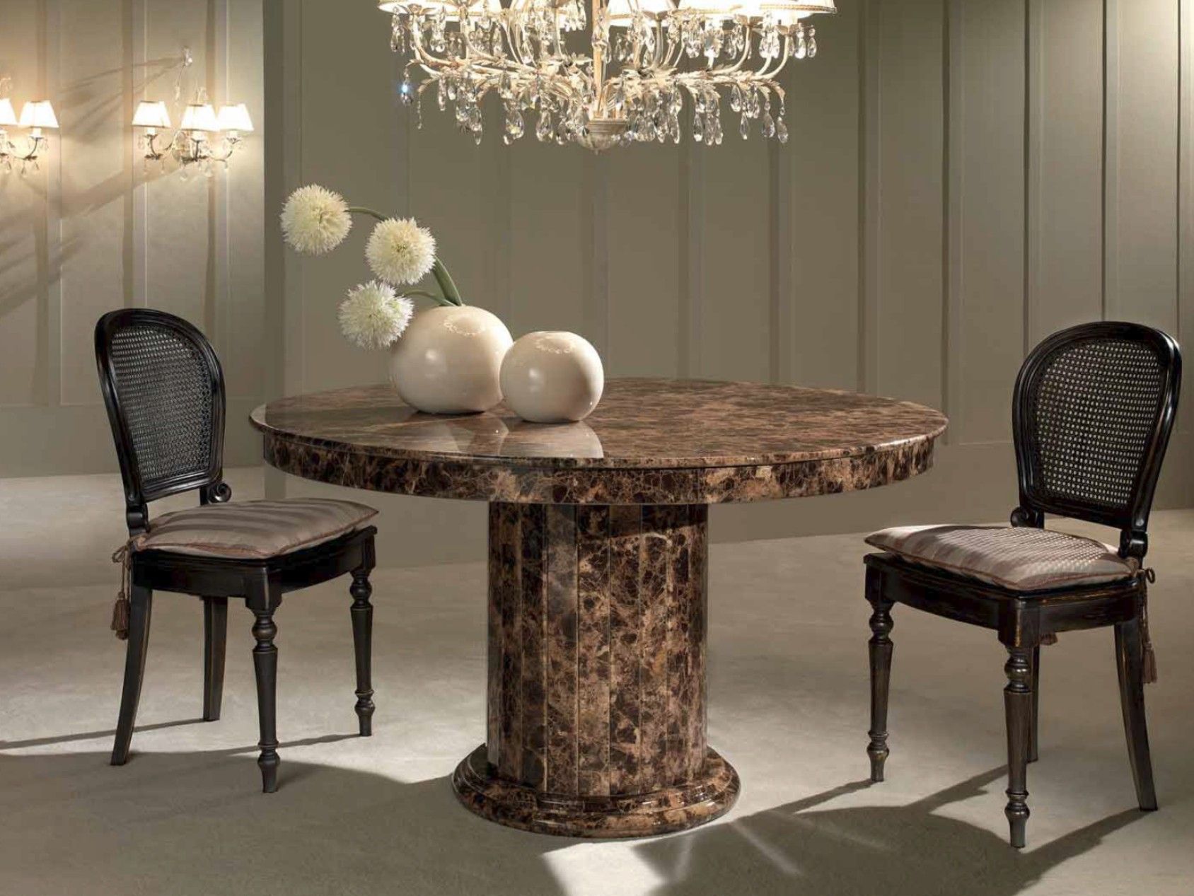 CLASSIC Round Dark Emperador marble table By International Marmi