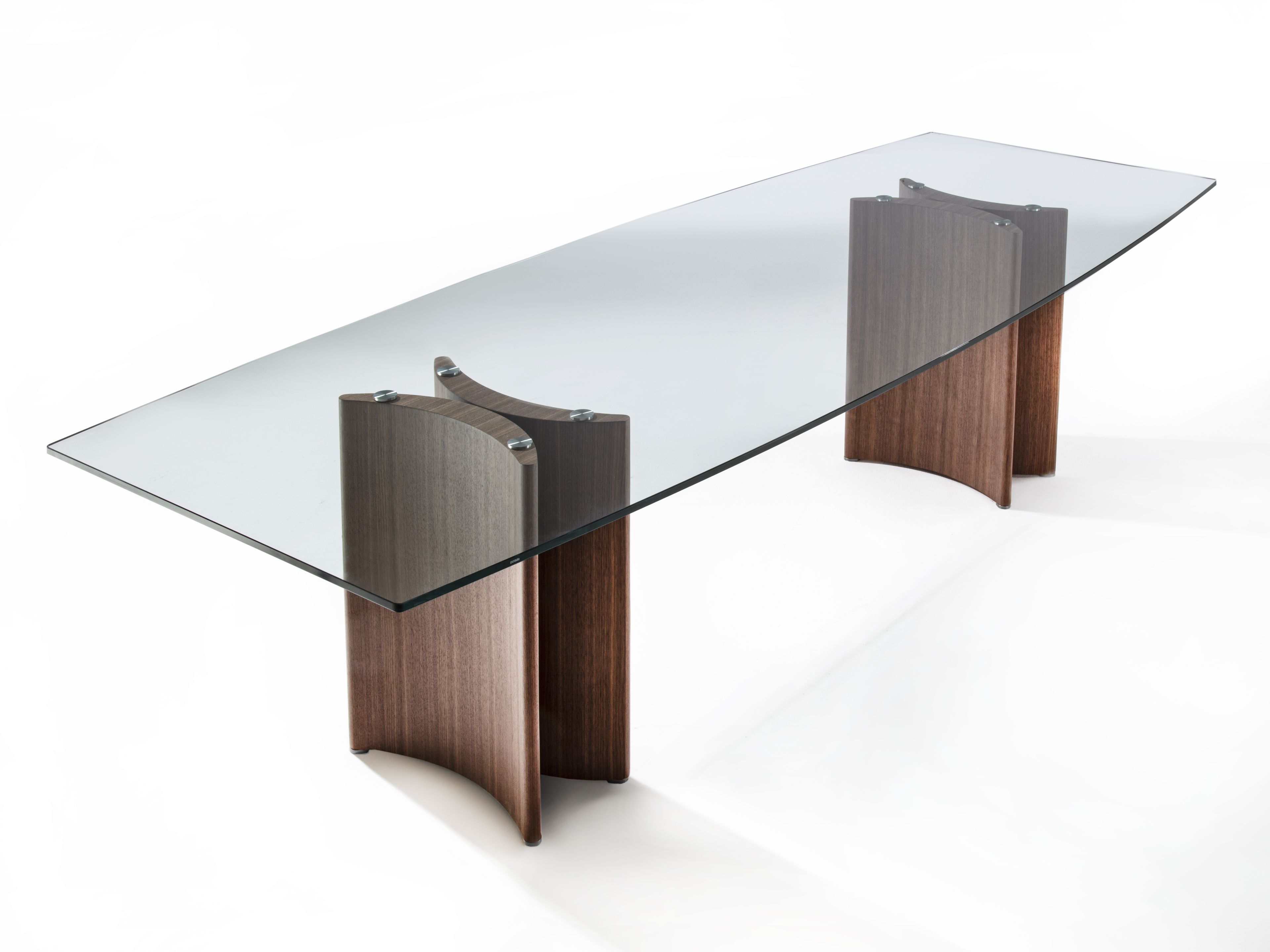 TWENTY Rectangular crystal table and canaletta walnut base By Porada ...