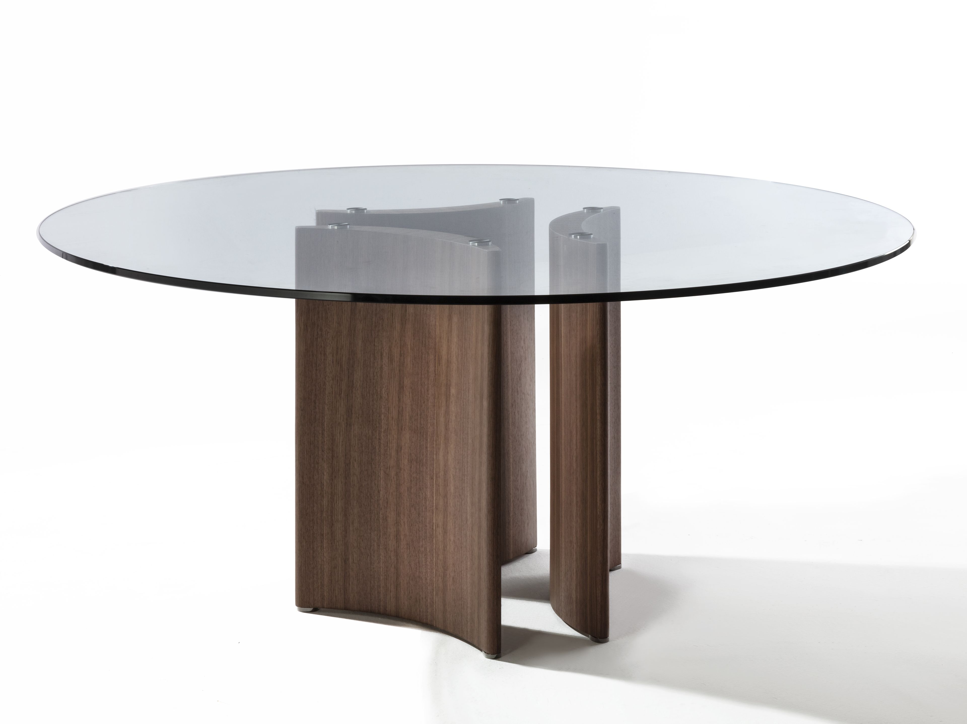 TWENTY Round crystal table and canaletta walnut base By Porada | design ...