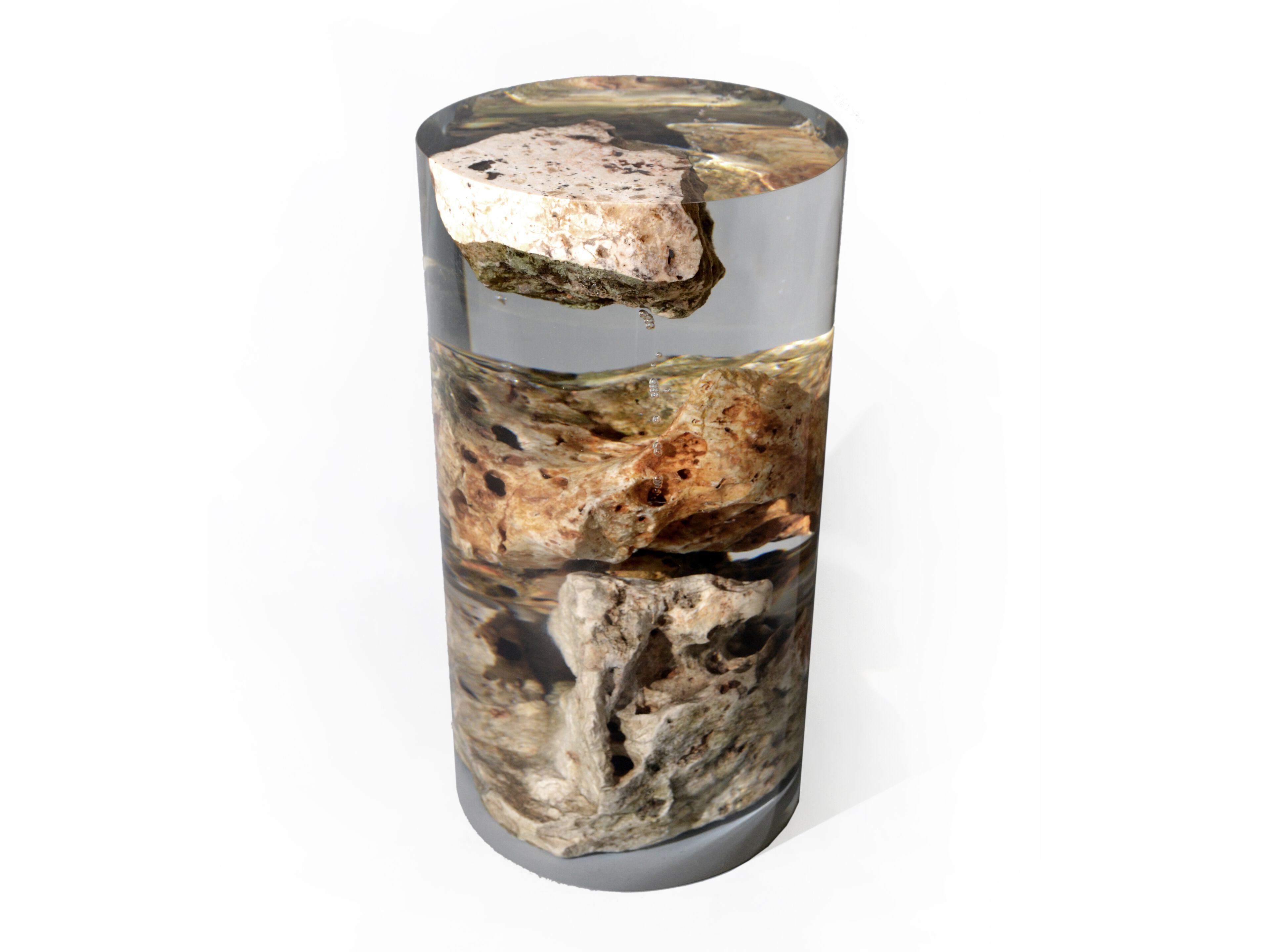 FLOATING KARST FISHEYE Stone and resin stool / coffee table By alcarol ...