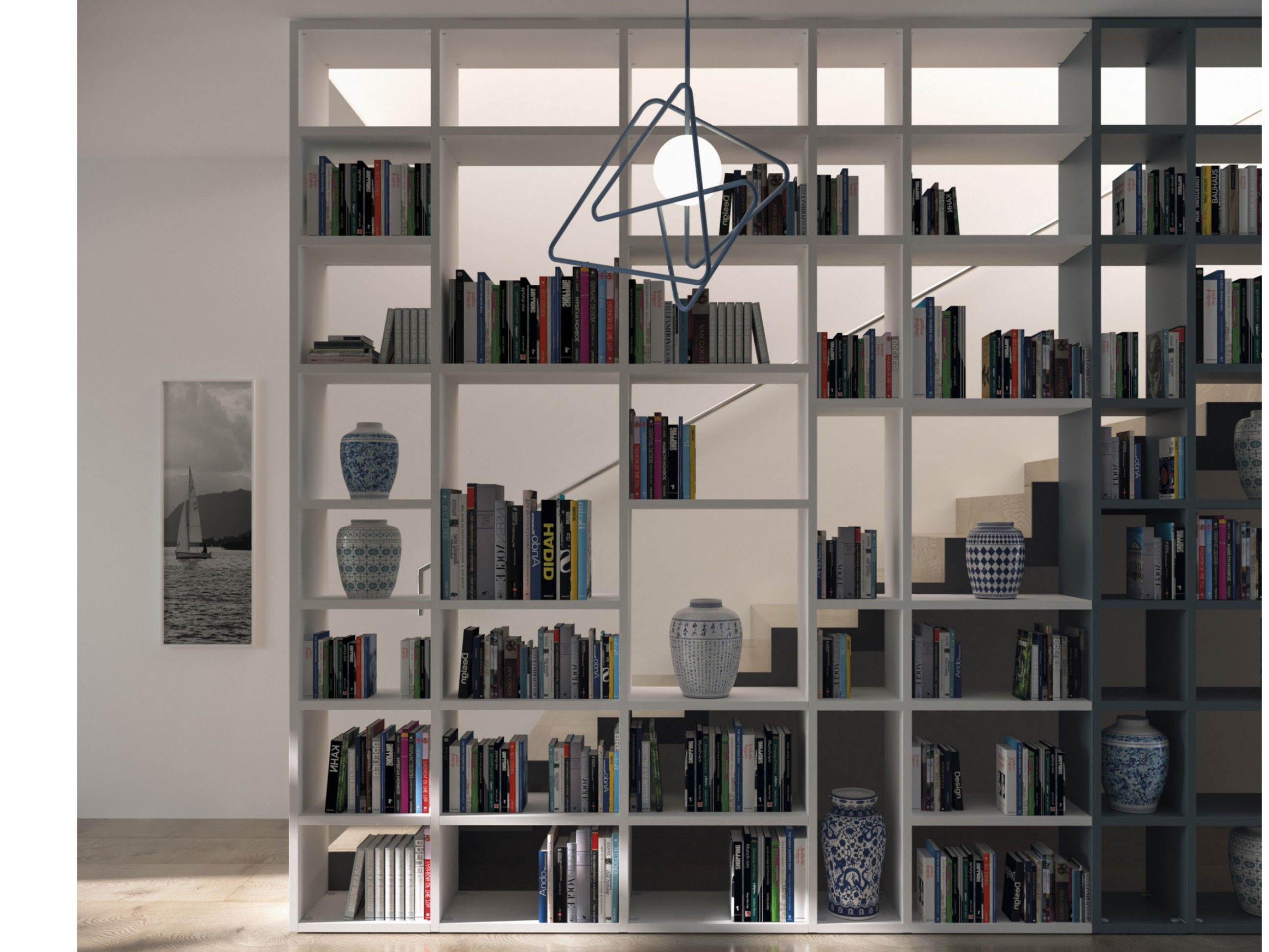 ALFABETO Open double-sided custom PVC bookcase By De Rosso