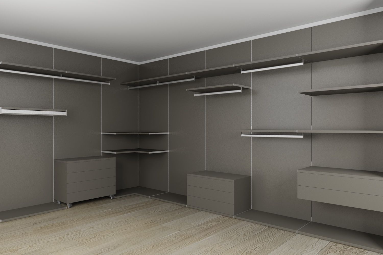 ALIANTE SYSTEM Corner custom HPL walk-in wardrobe By De Rosso
