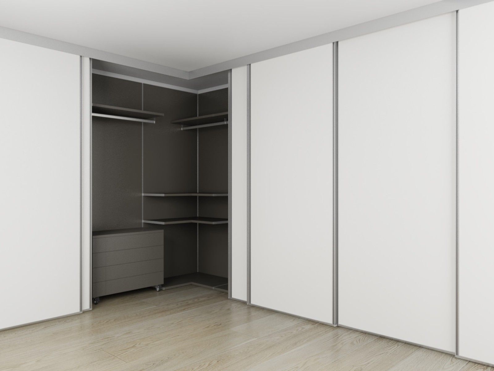 ALIANTE SYSTEM Corner custom HPL walk-in wardrobe By De Rosso