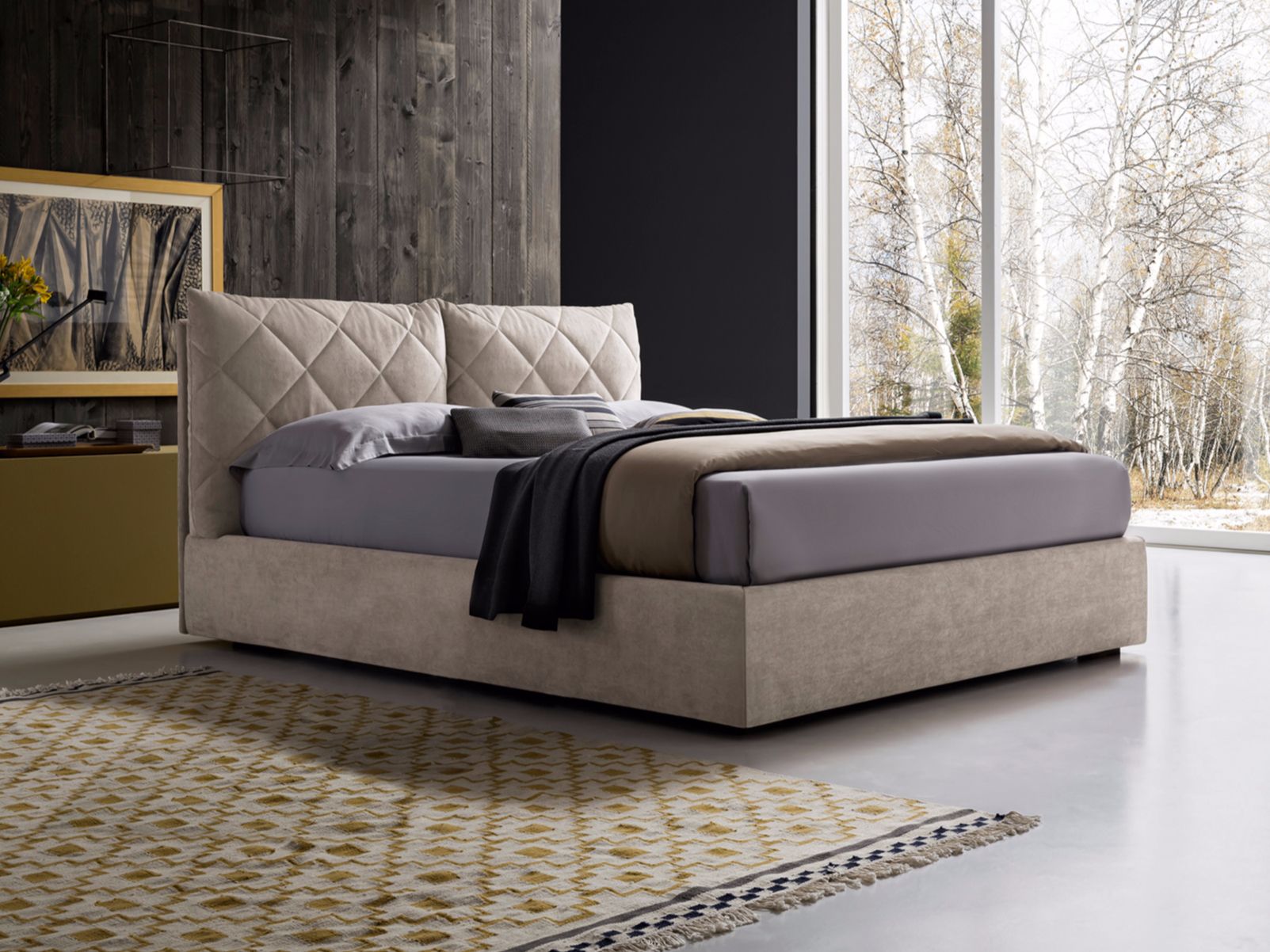 BEDSTORIES Fabric double bed with upholstered headboard By Felis ...