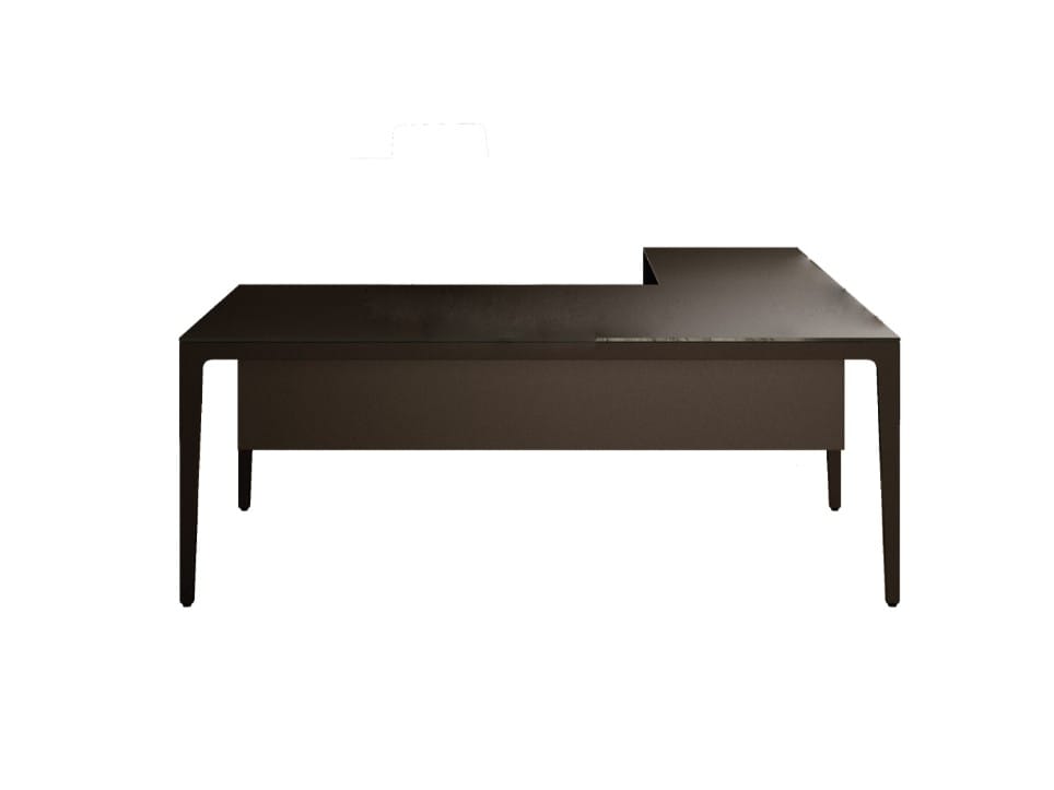 ALPLUS L-shaped etched glass office desk By FREZZA | design Marco Zito