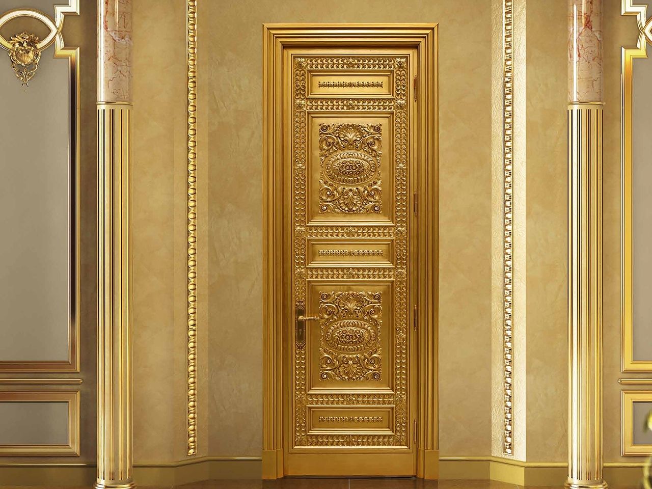 ALTAIR Hinged gold leaf door By Arnaboldi Interiors