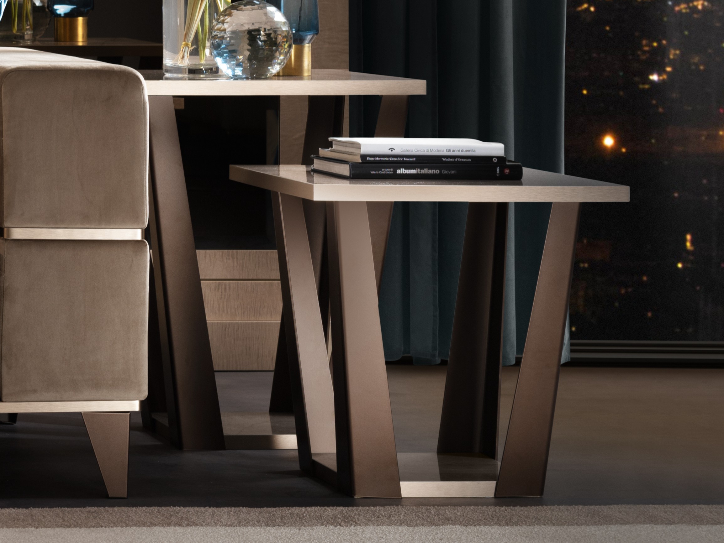 AMBRA Marble and metal high side table By ADORA