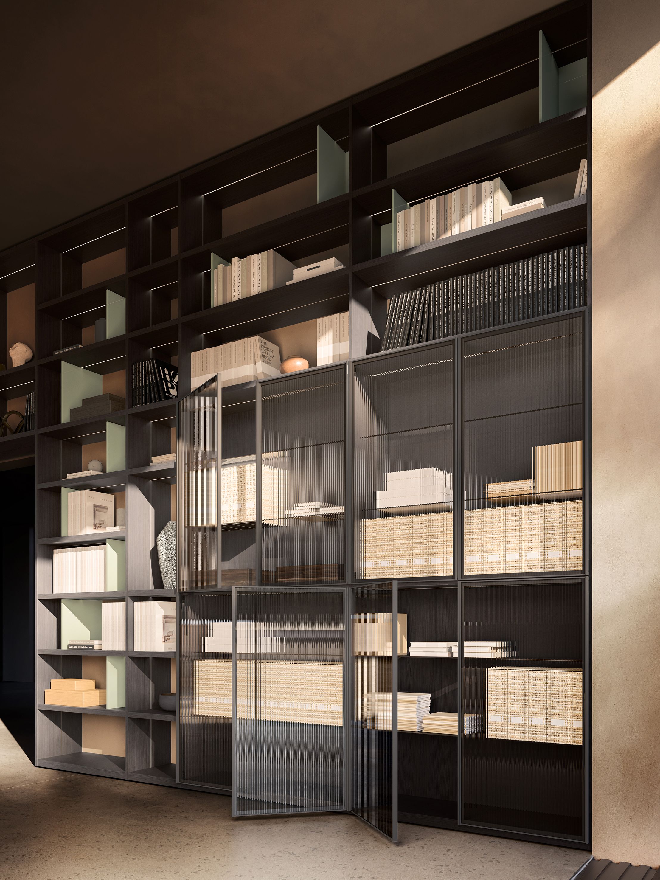 ANTIBES SYSTEMS Wall-mounted sectional bookcase By Boffi | design Piero ...