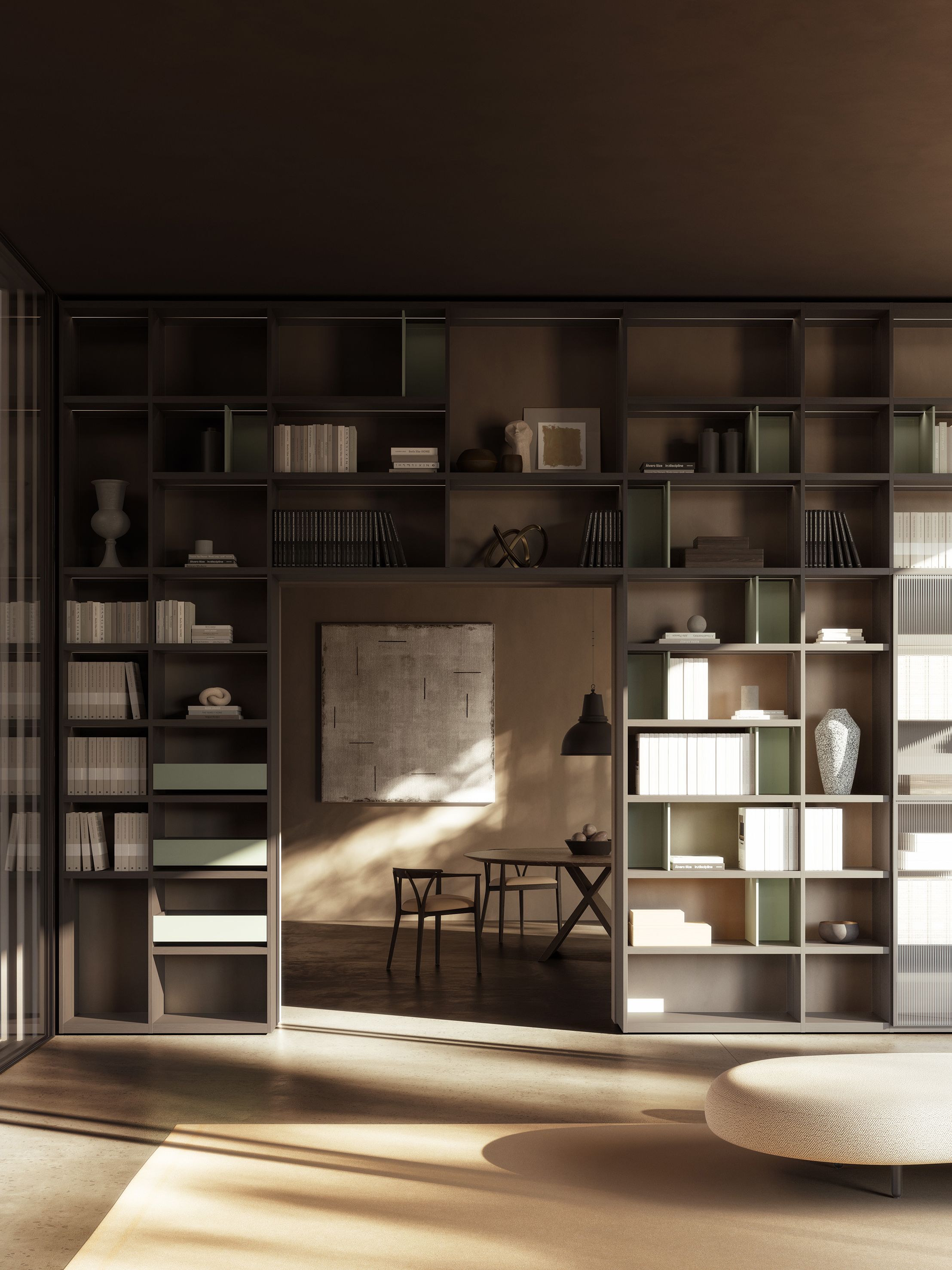 ANTIBES SYSTEMS Wall-mounted sectional bookcase By Boffi | design Piero Lissoni