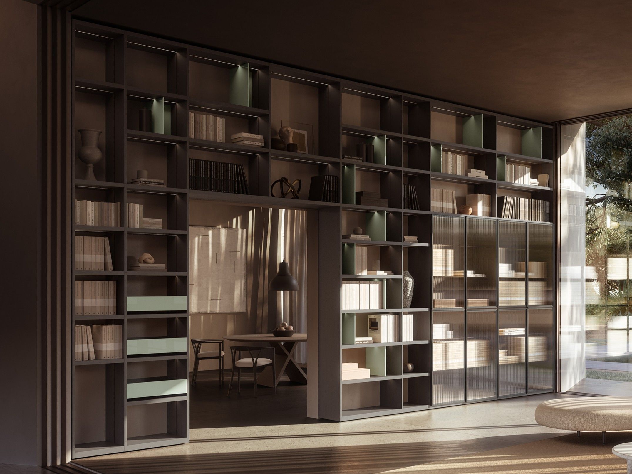 ANTIBES SYSTEMS Wall-mounted sectional bookcase By Boffi | design Piero ...