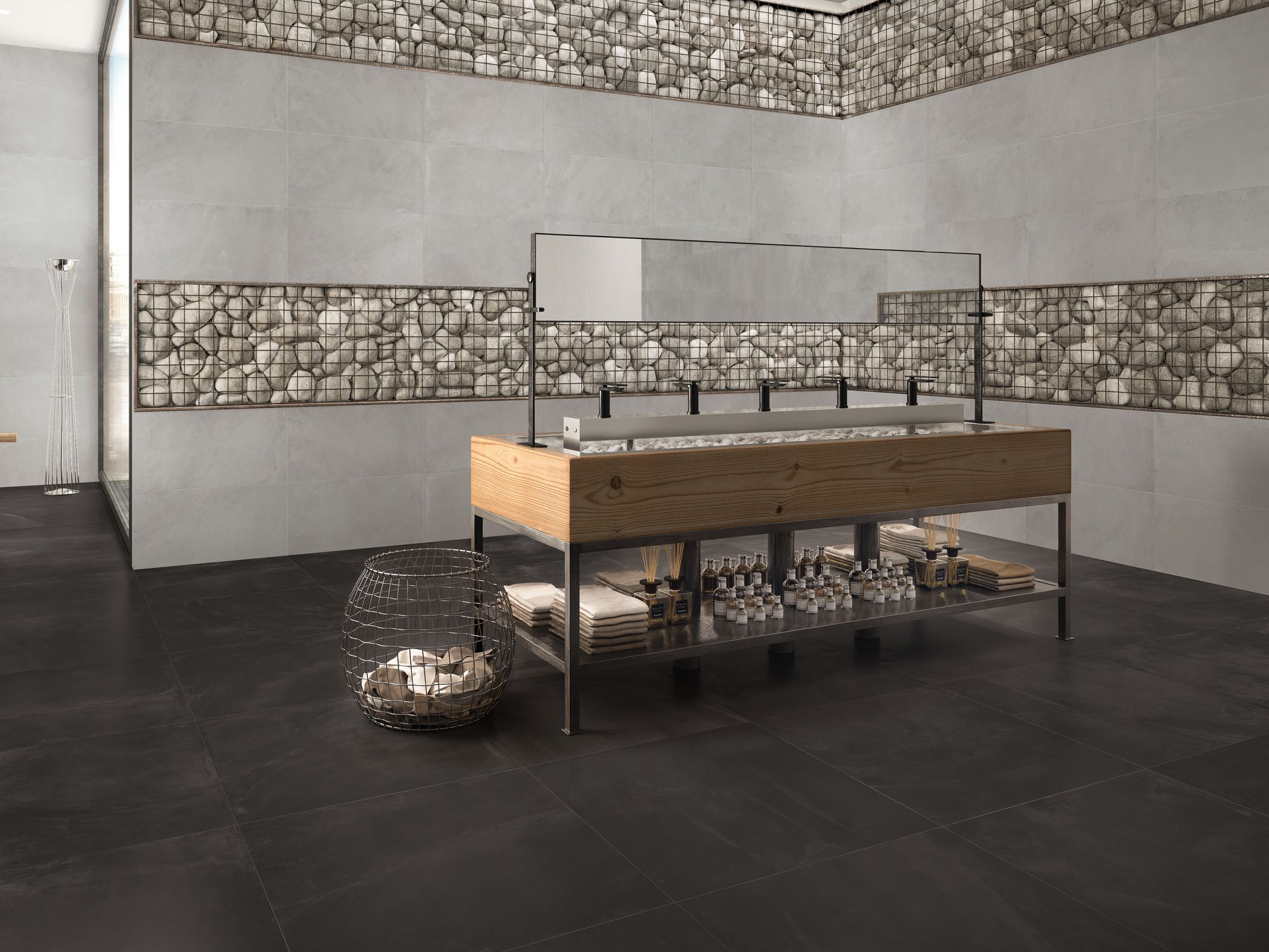 ARCHITECT RESIN BRUXELLES BLACK Revêtement de sol/mur en grès cérame ...