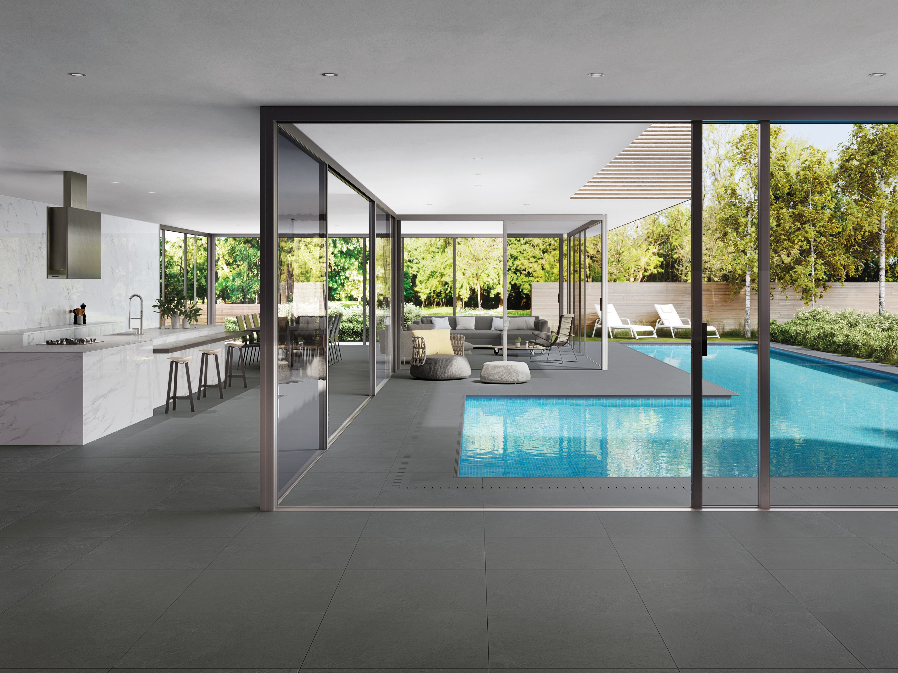 Pavimento in gres porcellanato effetto pietra per interni ed esterni ARDESIA GRIGIO - LA ...