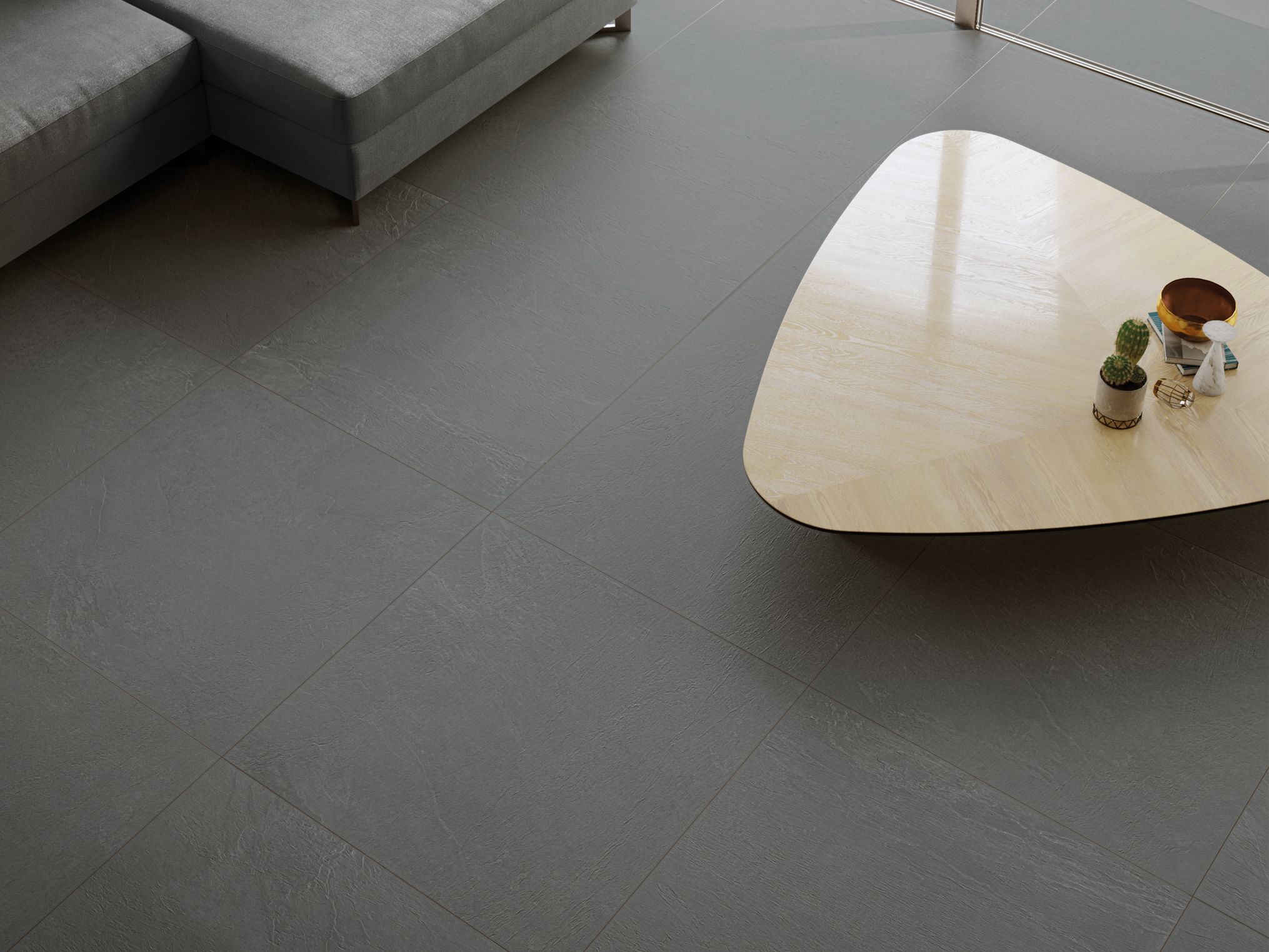 Pavimento in gres porcellanato effetto pietra per interni ed esterni ARDESIA GRIGIO - LA ...