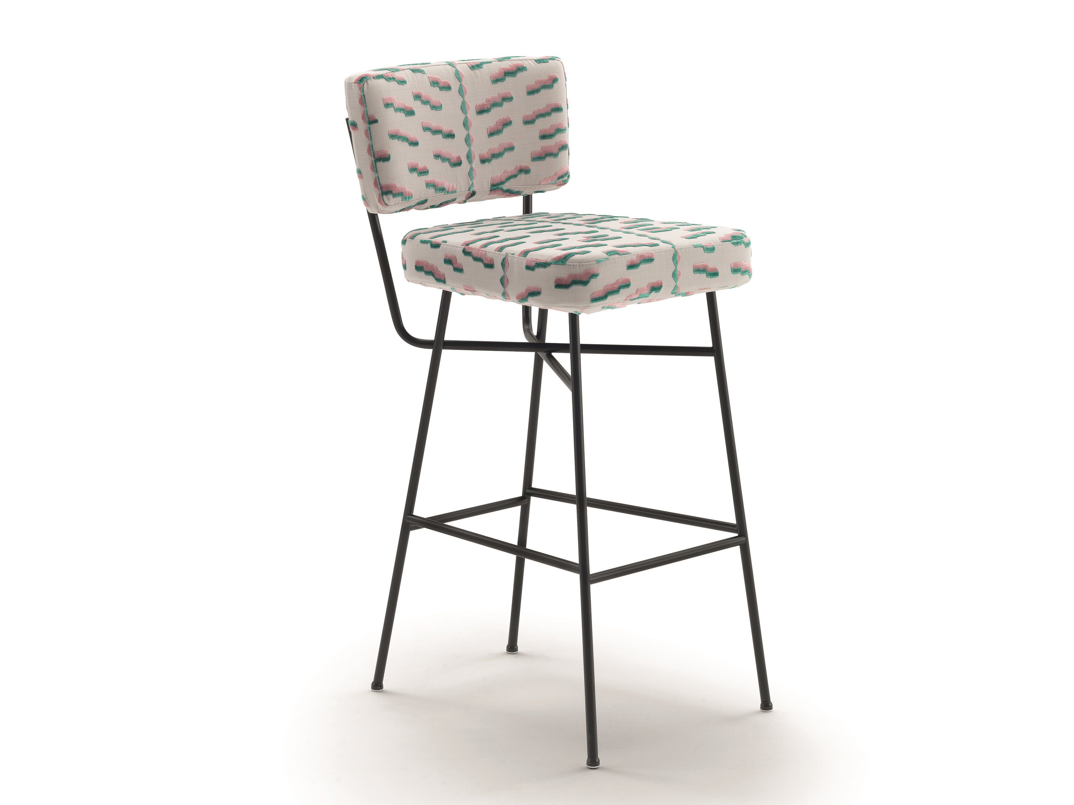ORFEO Upholstered fabric stool with back By arflex | design Alberico B ...