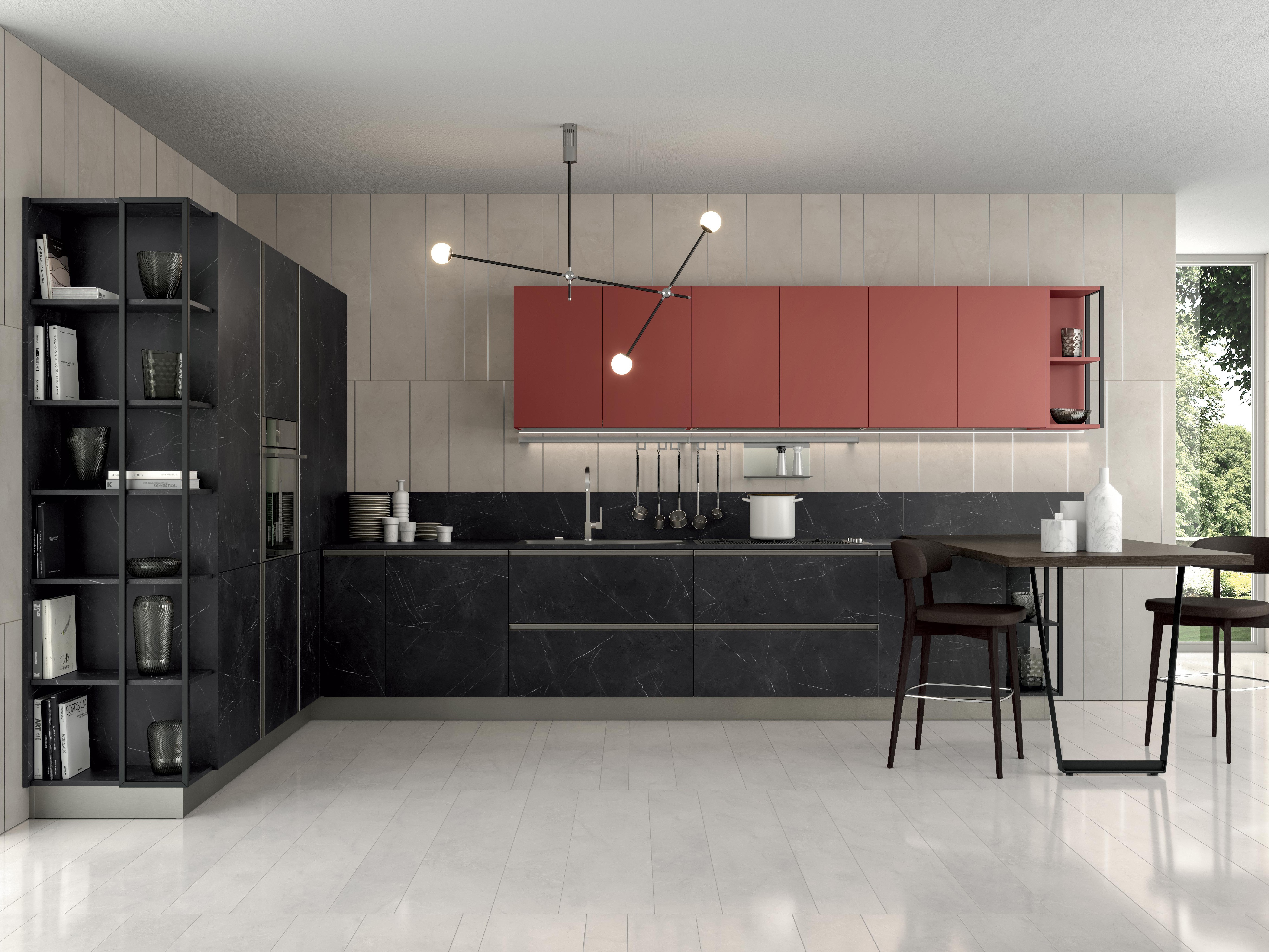 Linear fitted kitchen with integrated handles ARIA 07 By Febal Casa