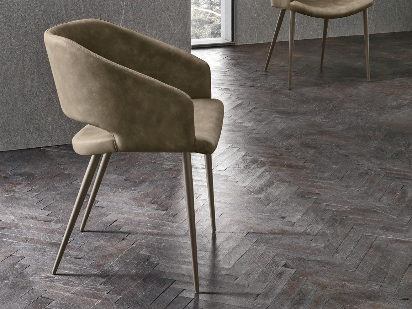 ARISA Eco-leather easy chair with armrests By Sedit