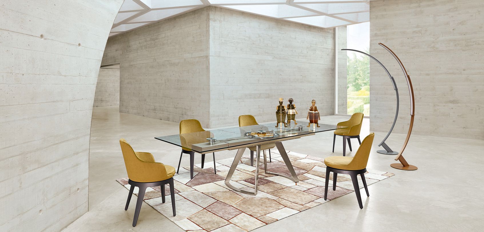 ASTROLAB 2.0 Extending rectangular glass and aluminium table By Roche ...