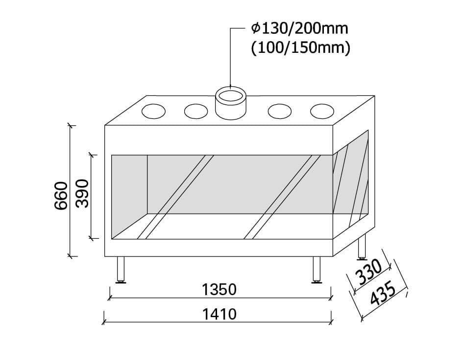 AVENUE MF 1300-40 GHE 2S L/R Fireplace By Metalfire
