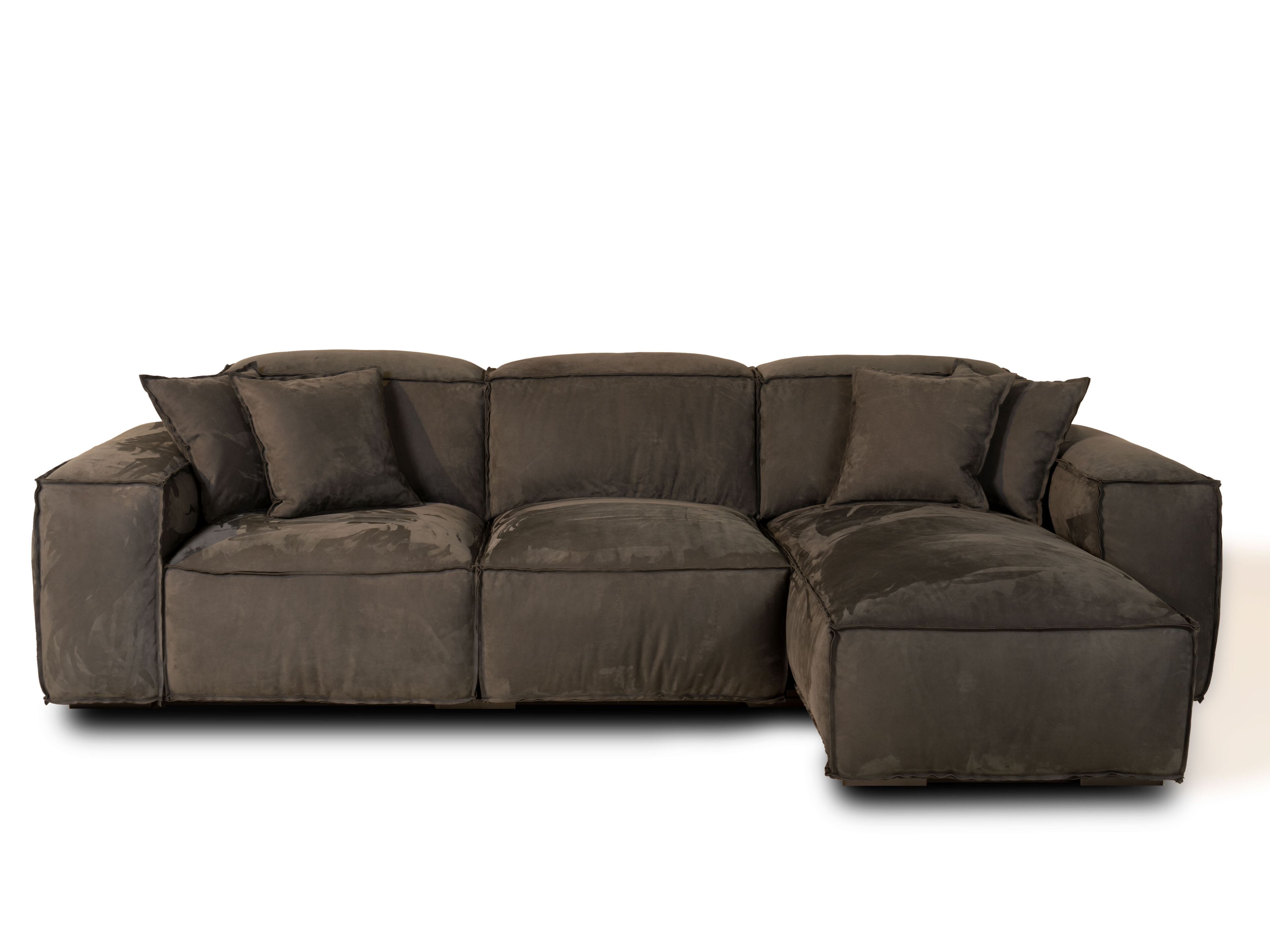 PLACIDO Sectional nabuk sofa with chaise longue By Mantellassi 1926 | design Marco Mantellassi ...