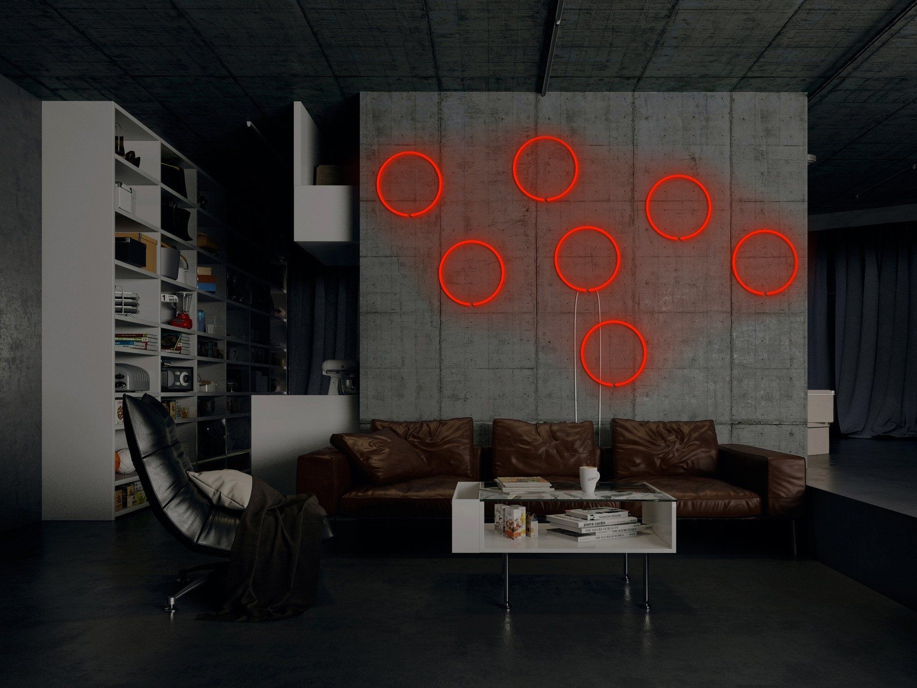 Wall-mounted neon light installation BALL By sygns design studio ...