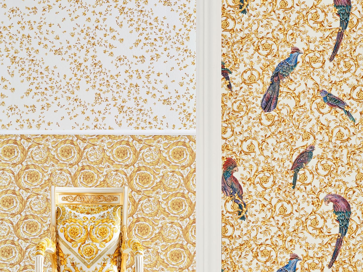 BAROCCO BIRDS | Wallpaper with floral pattern Versace IV Collection By ...