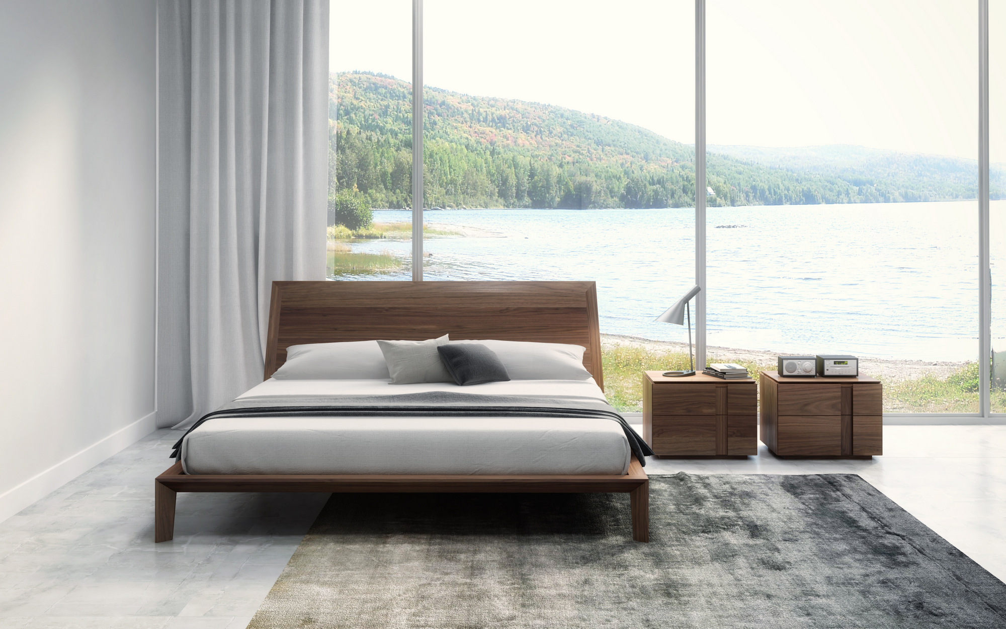DUSK Walnut double bed By Huppé | design Joël Dupras