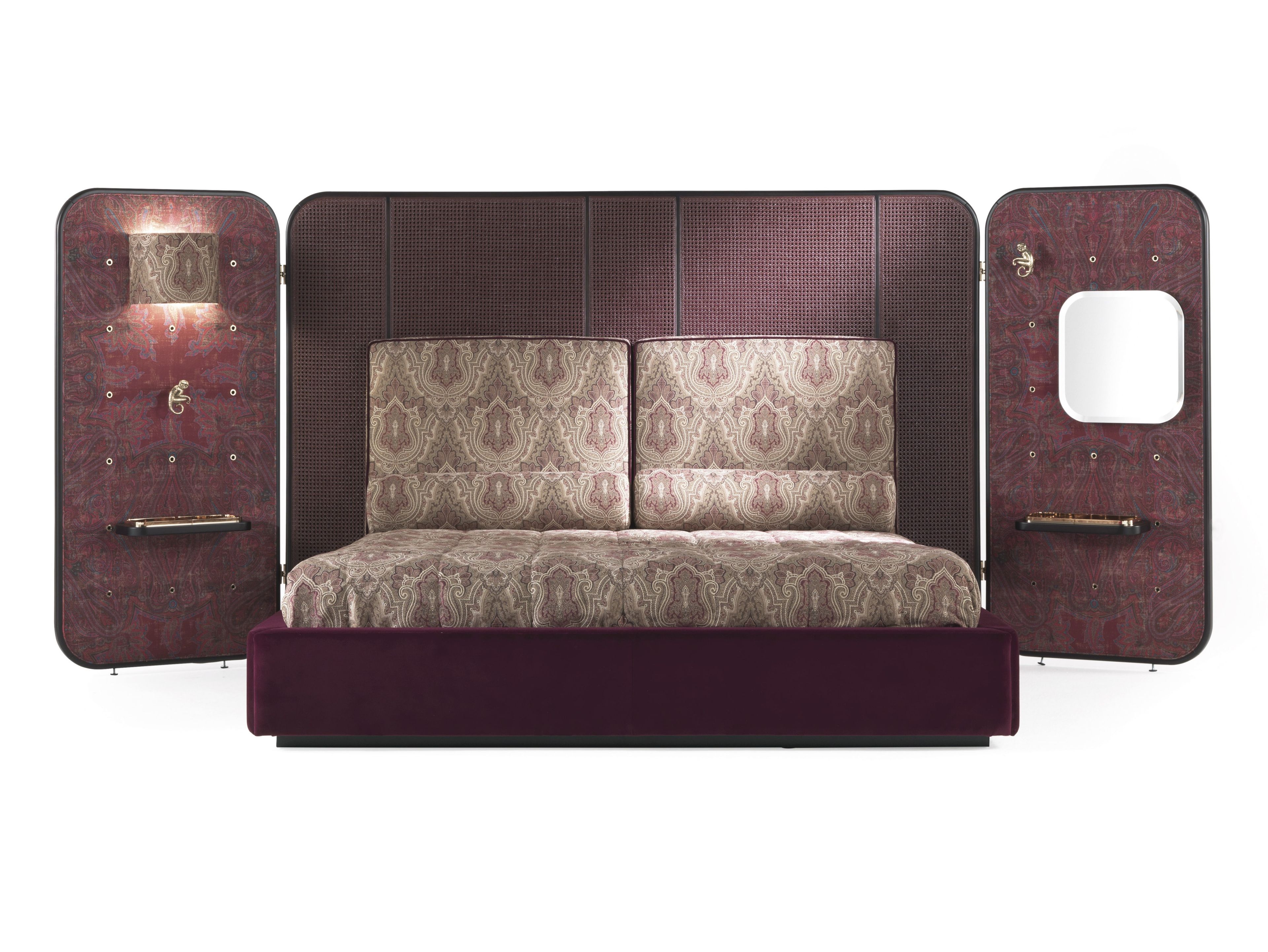 TIMGAD Wooden and velvet king size bed with integrated nightstands By ...