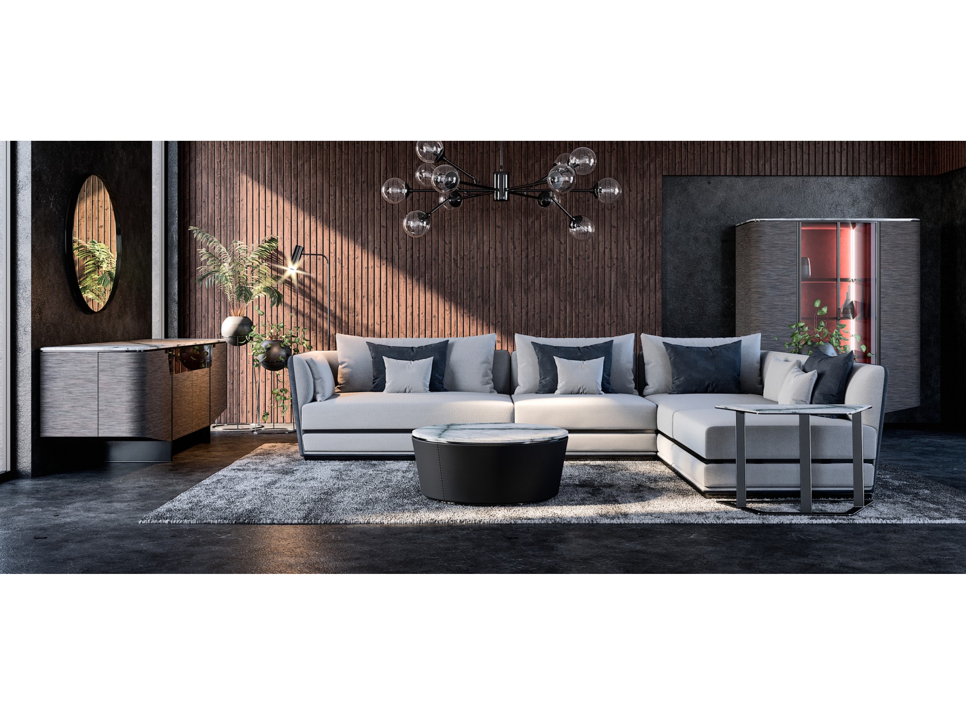 Wooden sideboard with doors with marble top BELLATRIX Supernova ...