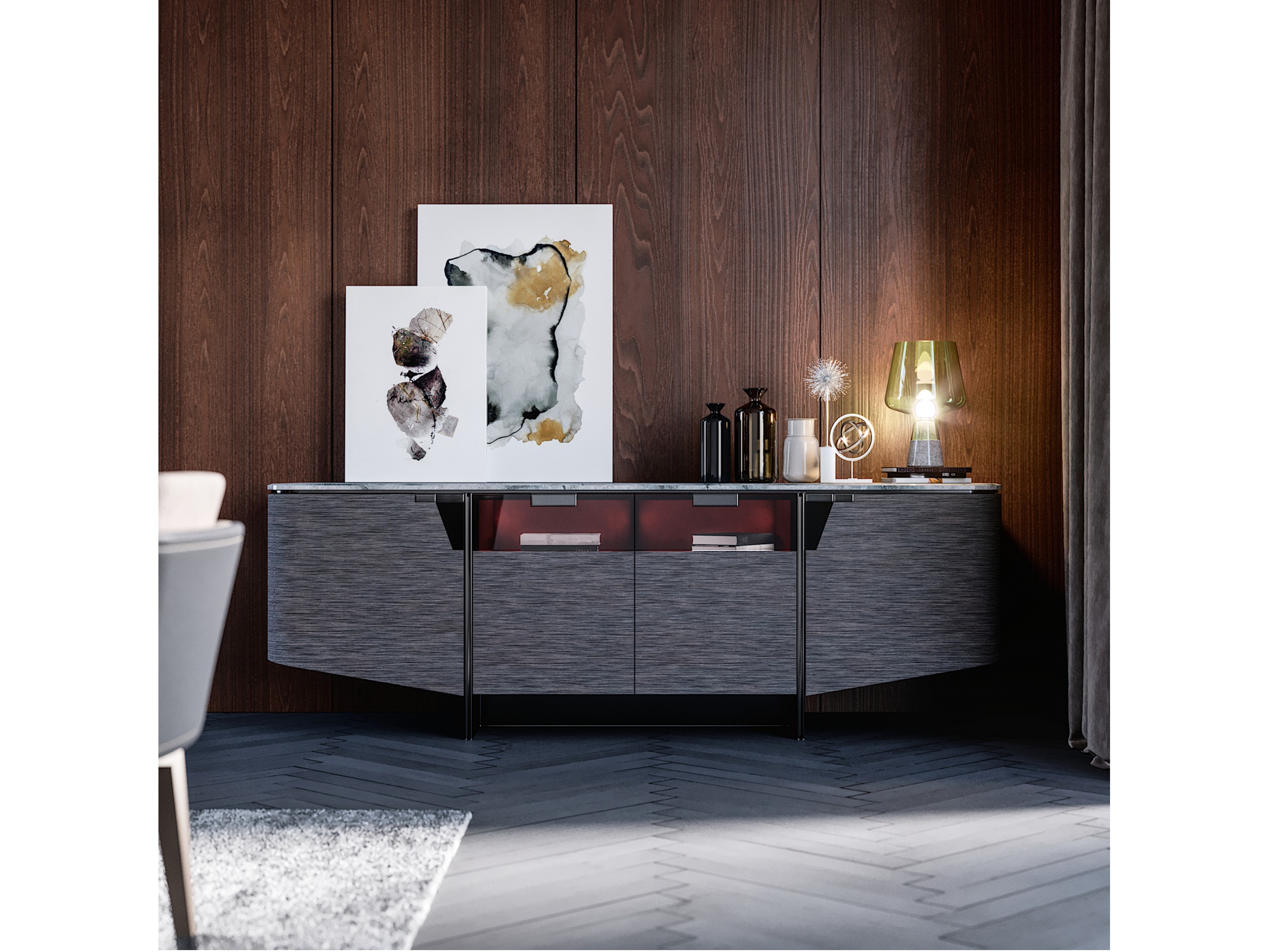 Wooden sideboard with doors with marble top BELLATRIX Supernova ...