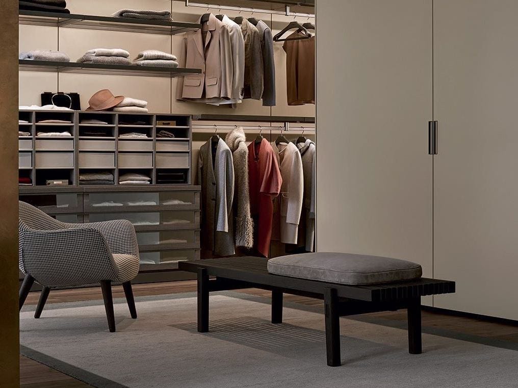 HOME HOTEL Wood veneer bench By Poliform | design Jean-Marie Massaud